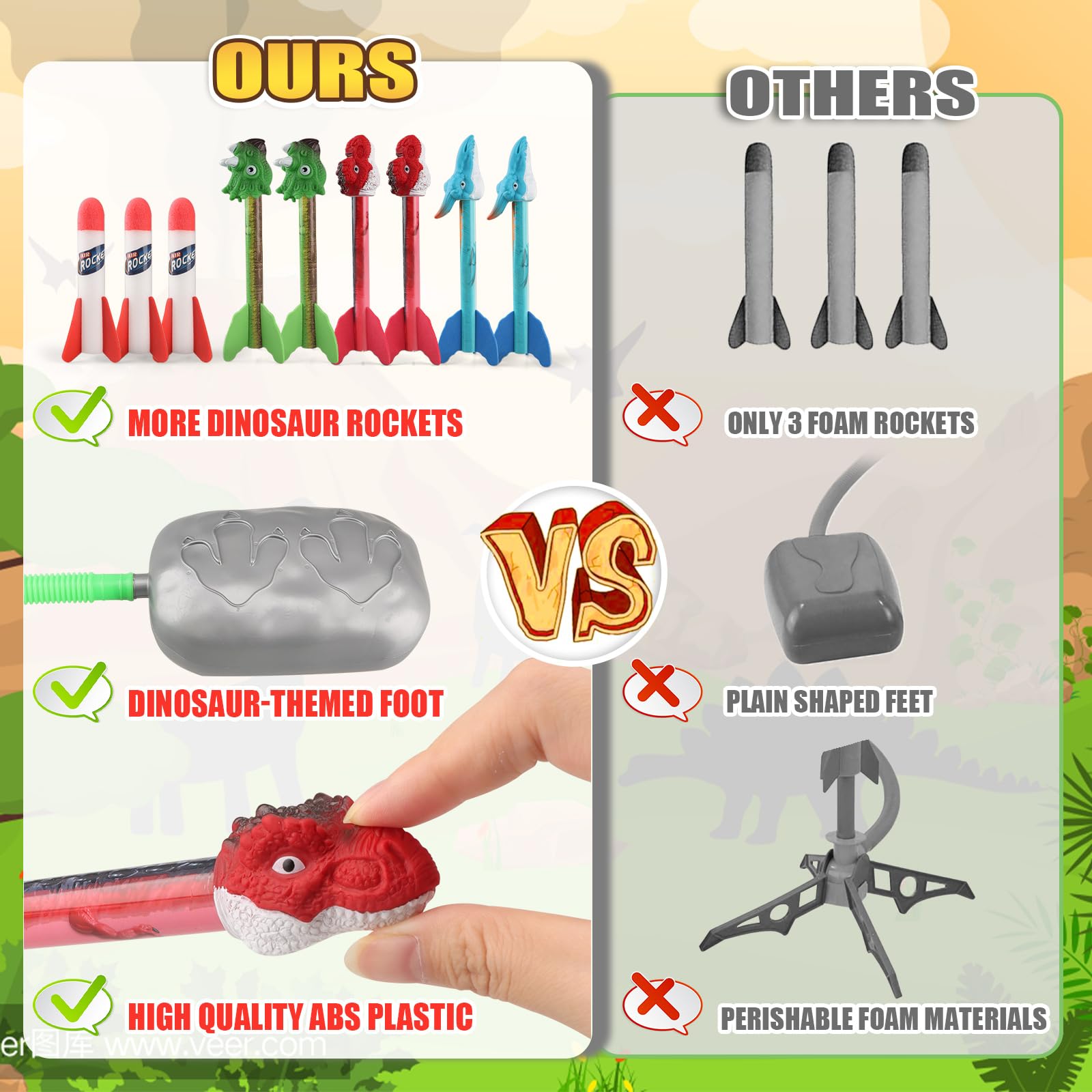 YOTOY Dinosaur Rocket Launcher for Kids - Fun Double Outdoor Toys ...