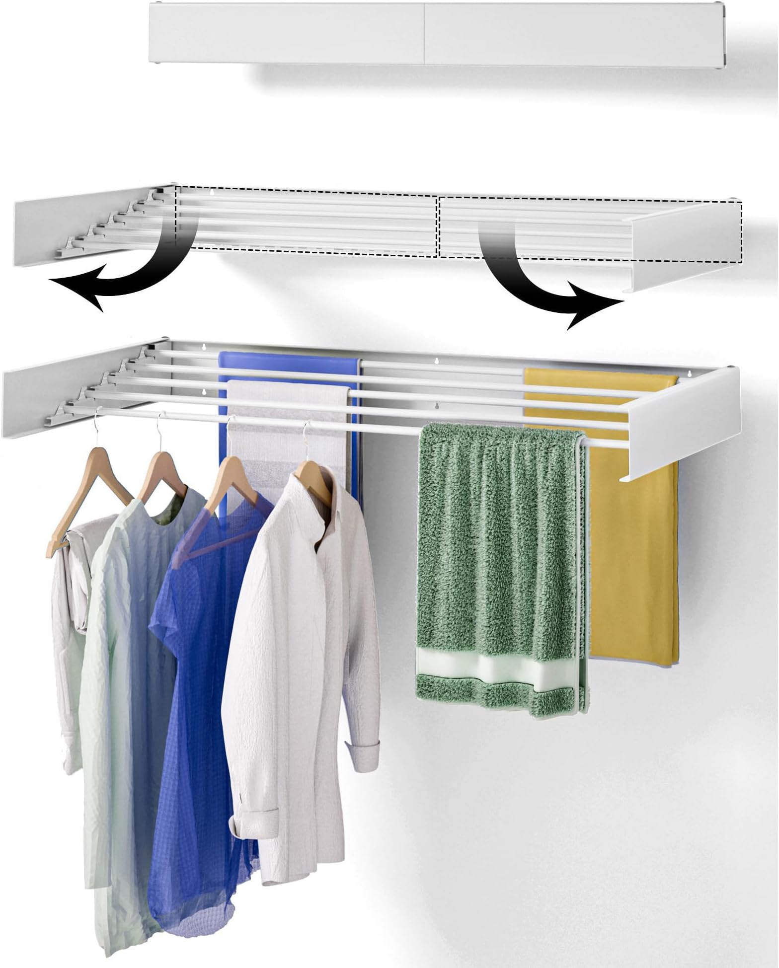 Amazon.com: Laundry Drying Rack Collapsible, Wall Mounted, Clothes ...