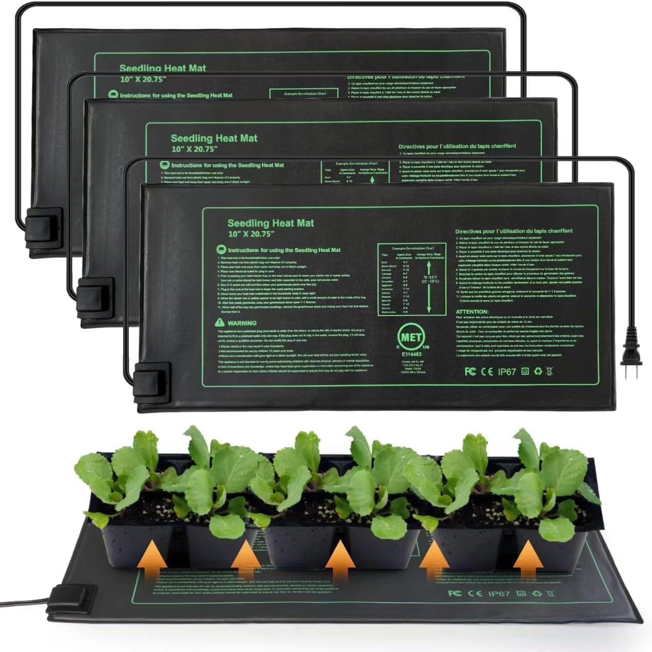 Amazon.com : Seedling Heat mat 3 Pack,Hydroponic Heating Pad,Warm ...