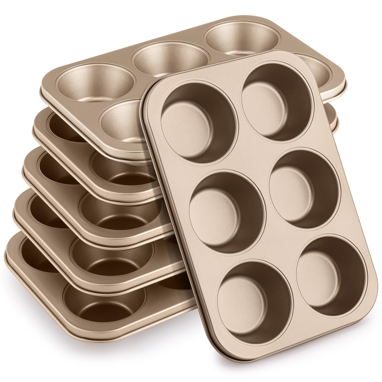 Amazon.com: Blushtier 6 Pcs Jumbo Nonstick Muffin Baking Pan Gold ...