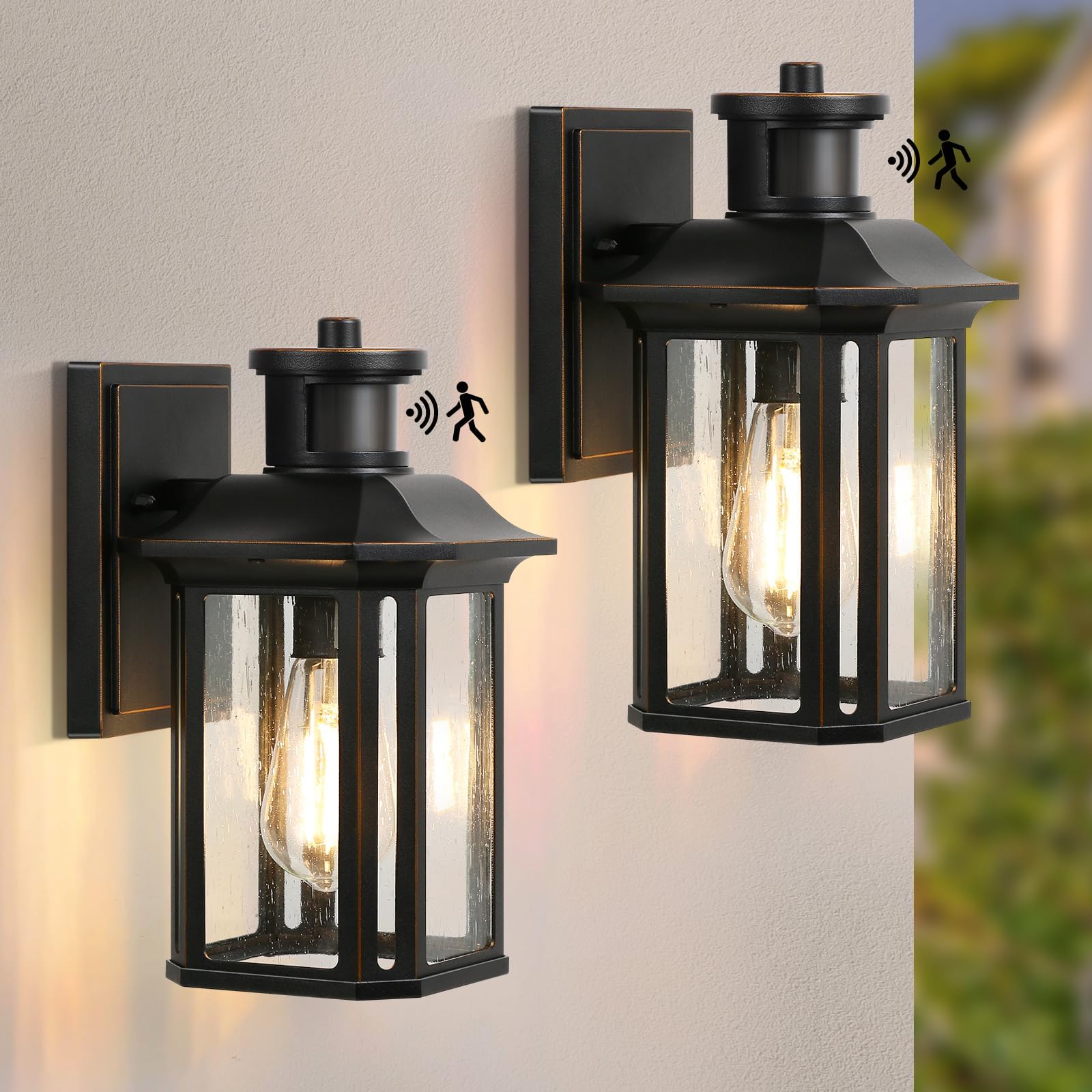 2 Pack Motion Sensor Outdoor Lights, 3 Adjustable Lighting Modes Porch ...