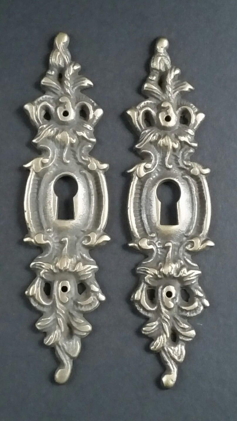 2 Vintage Antique Style Ornate French Eschutcheons Key Hole Covers 4 3/ ...