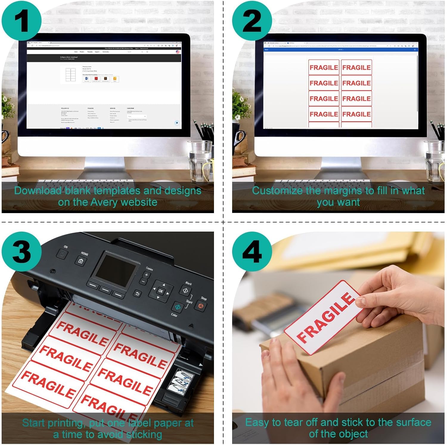 Snapklik.com : 2”x4” Address Labels Shipping Mailing Labels For Printer ...