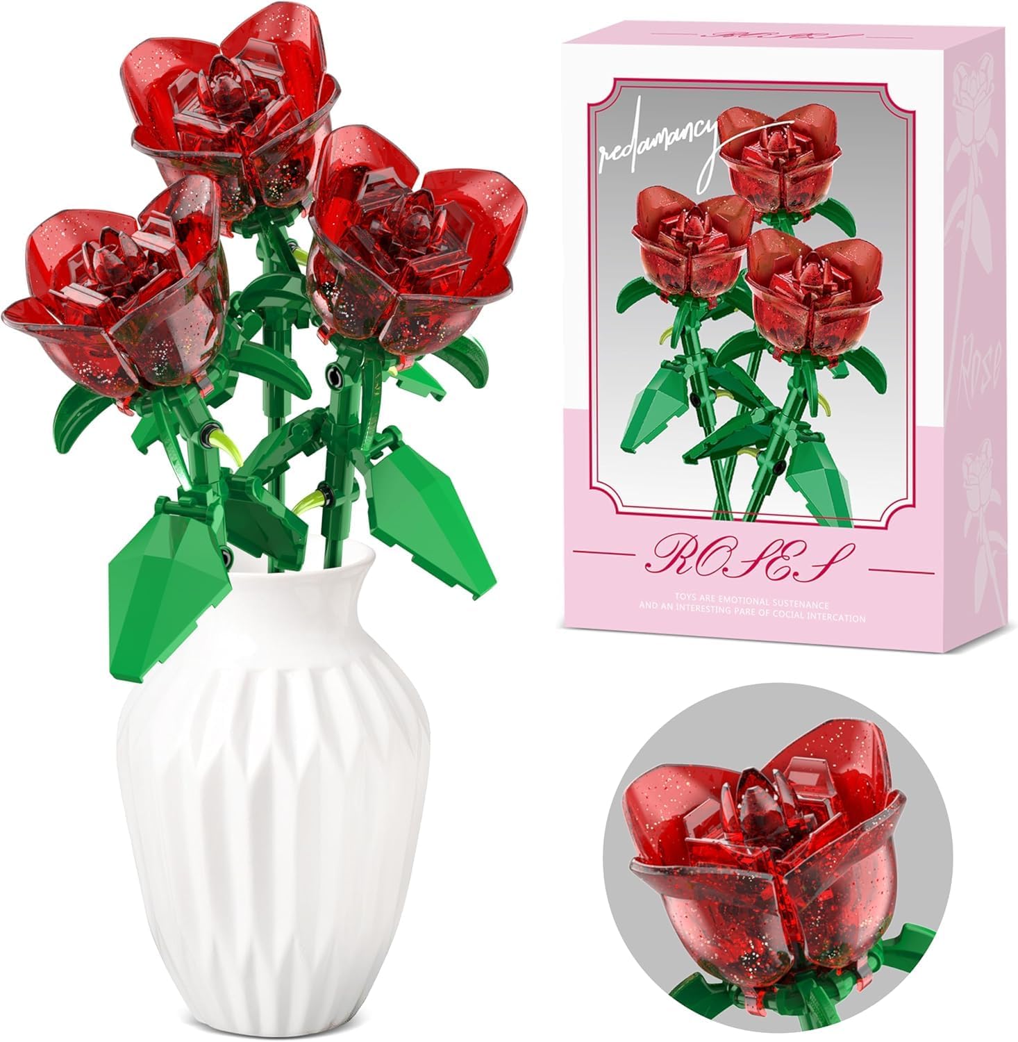 Amazon.com: Rose Flowers Bouquet Building Decoration Set Compatible ...