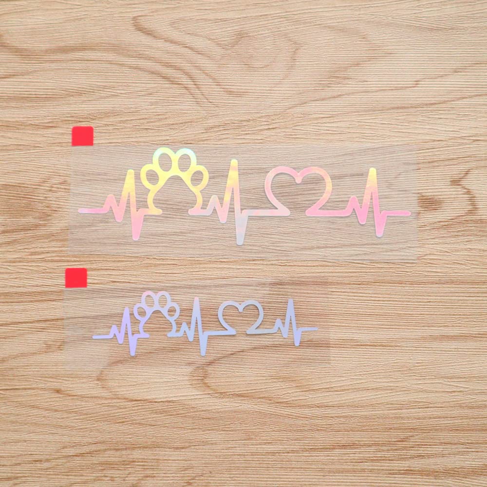 Amazon.com: Dog Heartbeat Paw Print Love Sticker Decal Vinyl - 2 Pack ...