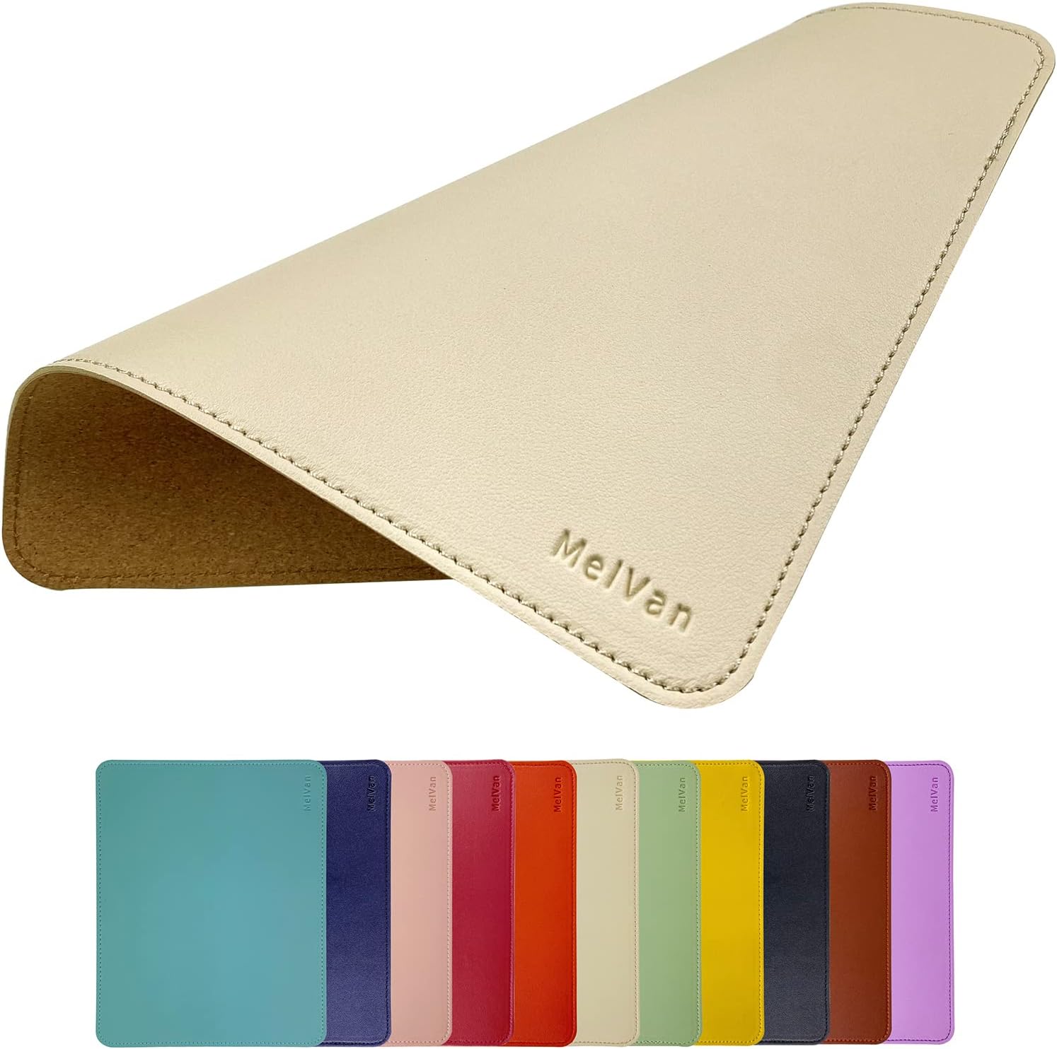 MelVan PU Leather Mouse Pad with Stitched Edge, Wood Mouse Pad ...