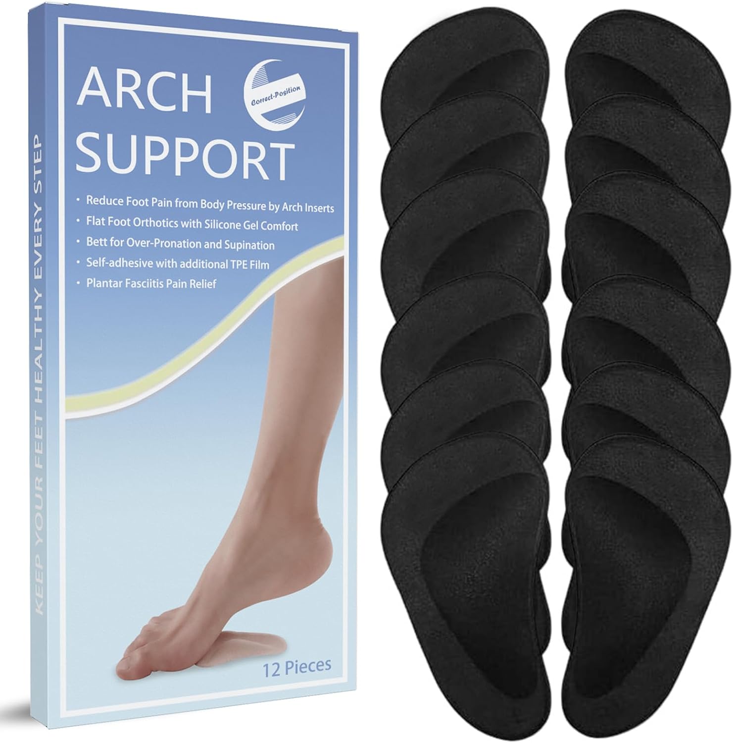 Amazon.com: Correct-Position's Arch Support Shoe Insoles for Flat Feet ...