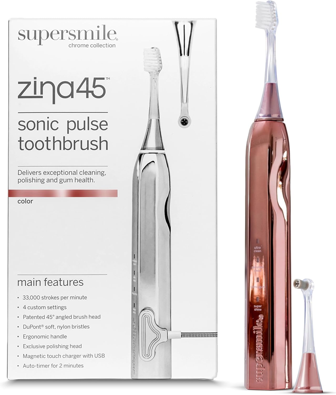 Amazon.com: Supersmile Zina45 Sonic Pulse Electric Toothbrush ...