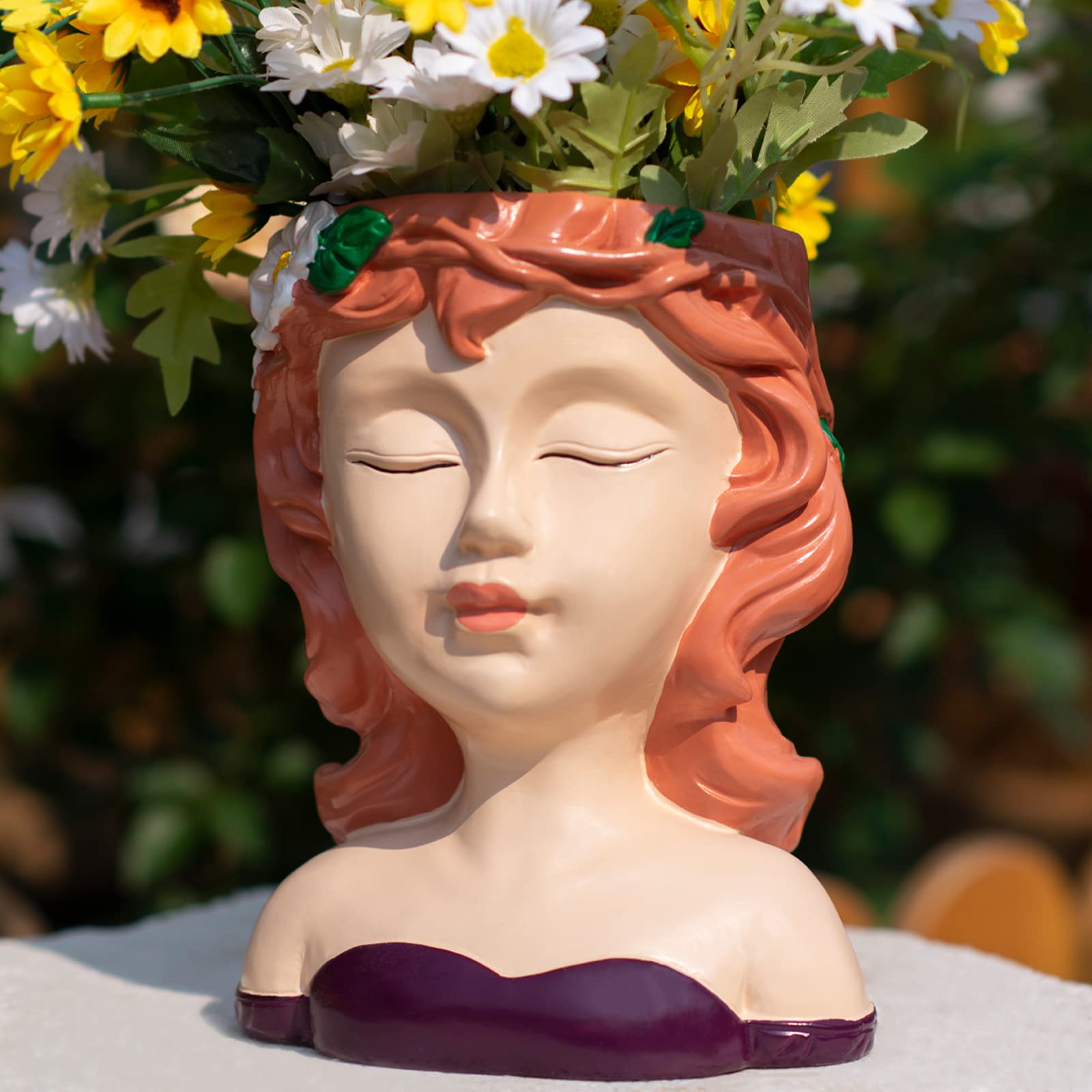 Amazon.com : SORFWOWO Woman Head Planter Lady Face Planter for Indoor ...