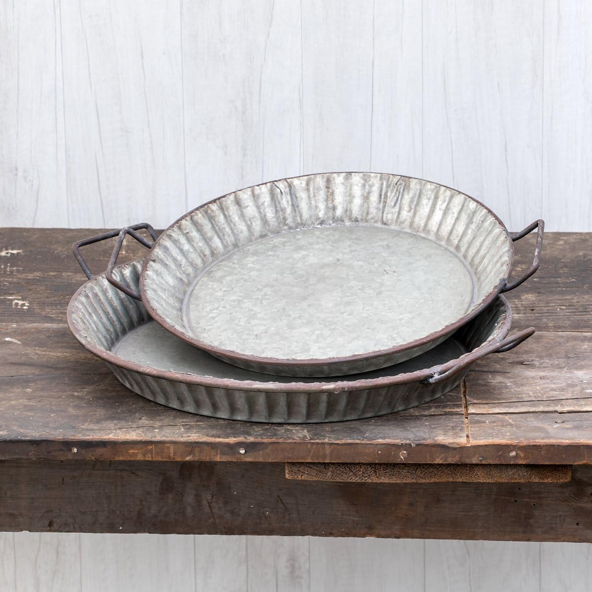 Amazon.com: Ragon House Round Galvanized Trays Set/2 : Home & Kitchen