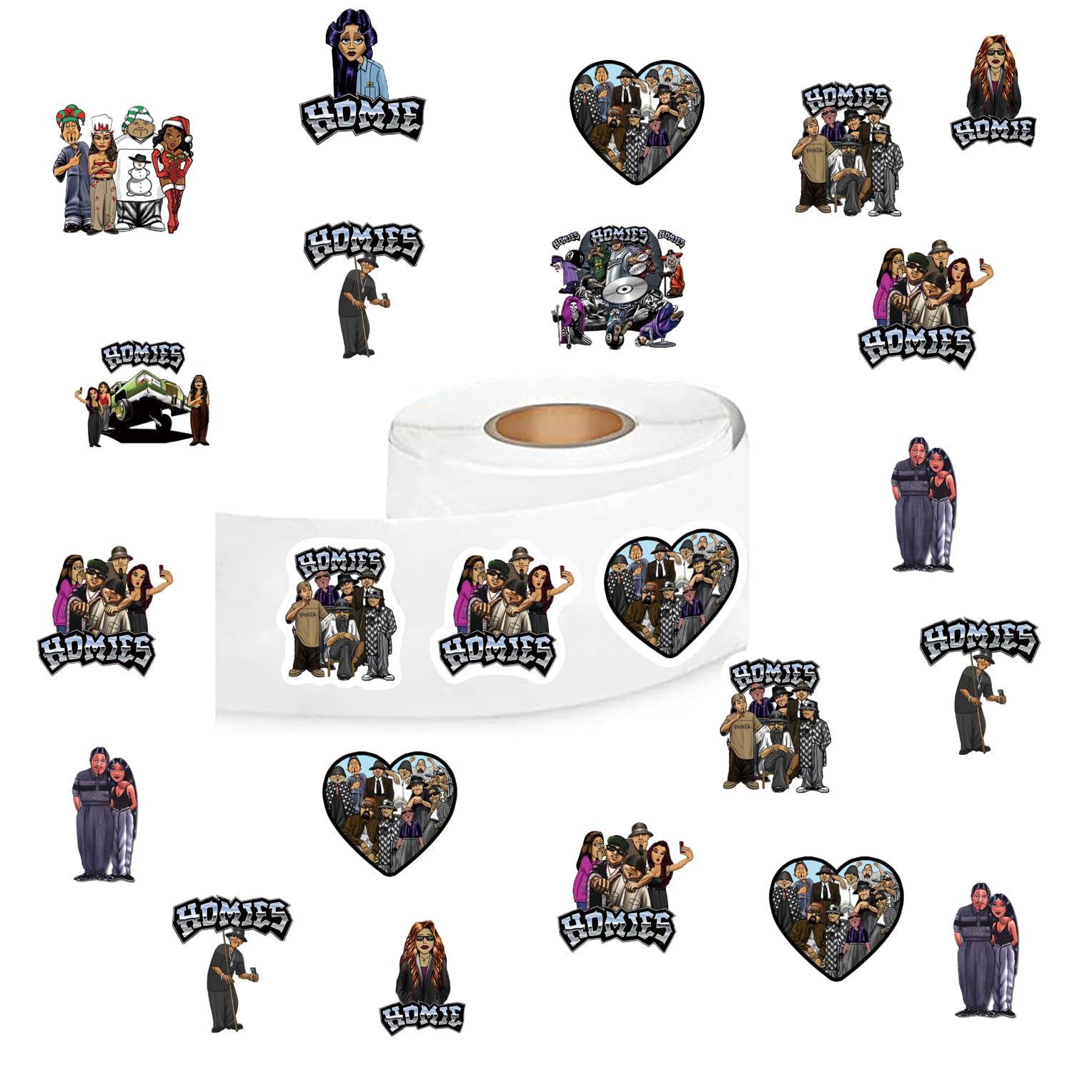 Amazon.com: Homies Stickers (500 Count), 10 Graphic Cartoon Decal Rolls ...