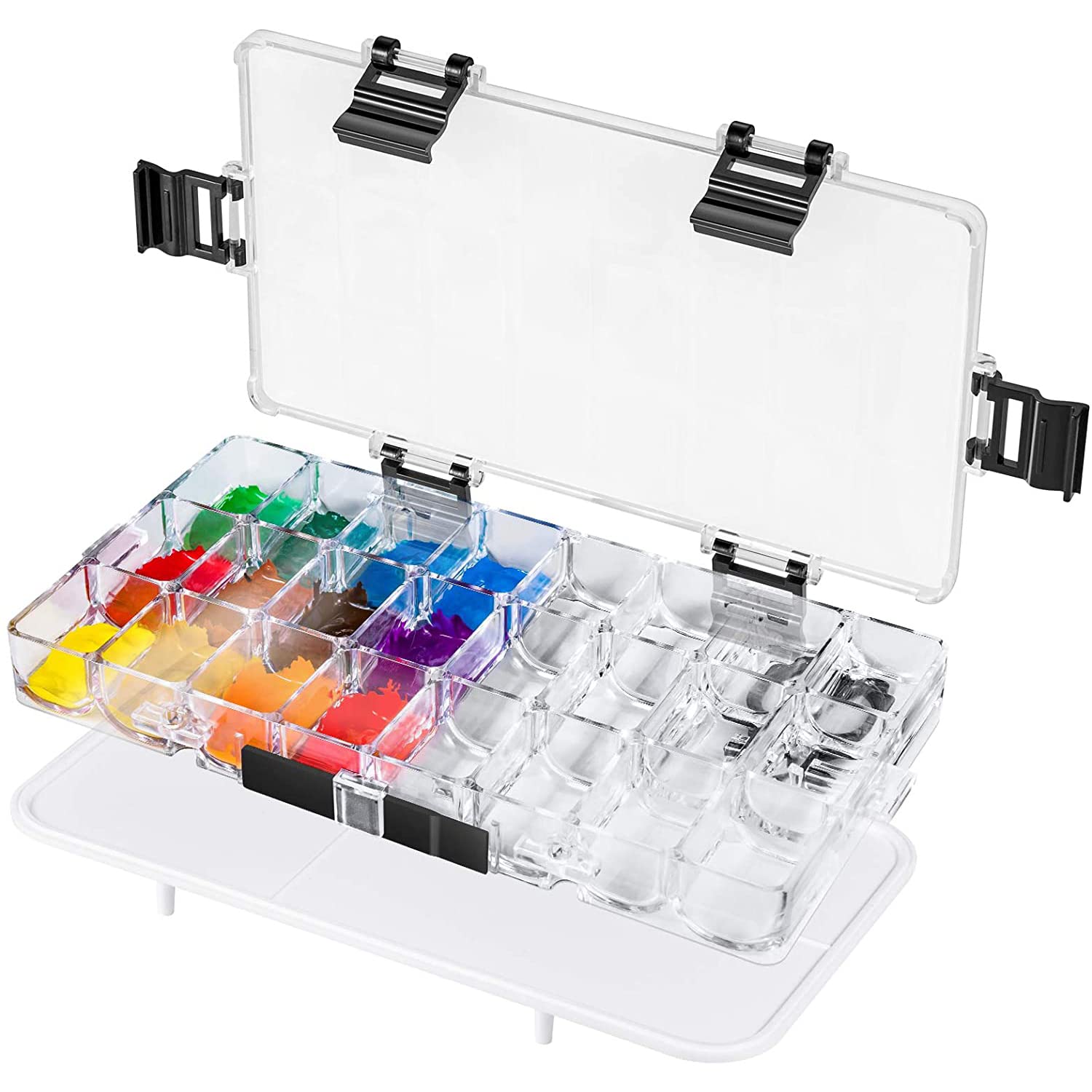 Buy TSKDKIT Paint Palette Tray Box 24-well Paint Palette Box with Lid ...
