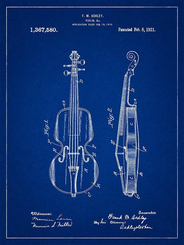 Amazon.com: PixiePrints Violin 1921 Patent - Musical Instrument ...