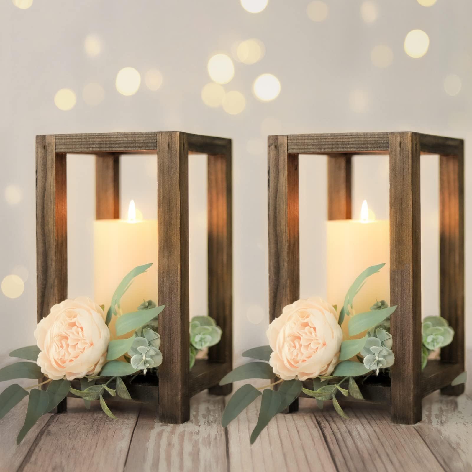 Amazon.com: Geelin 12 Set Wooden Wedding Lantern Centerpiece Decoration ...
