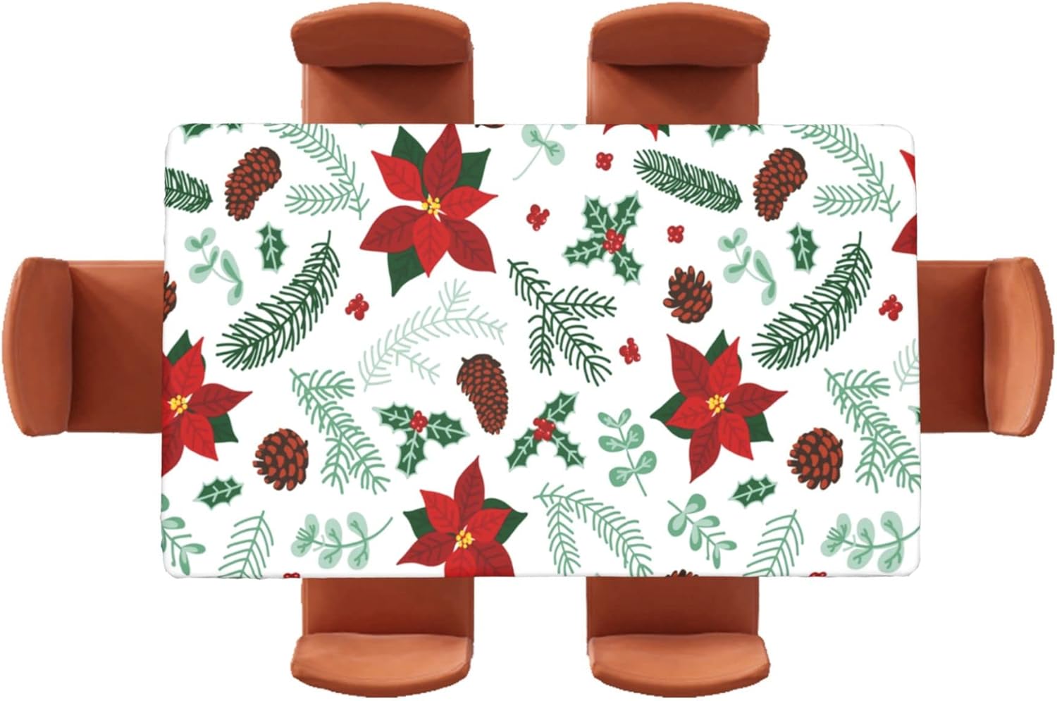 QALFKAD Manteles ajustables de Navidad rectangulares de 5 pies, diseño ...