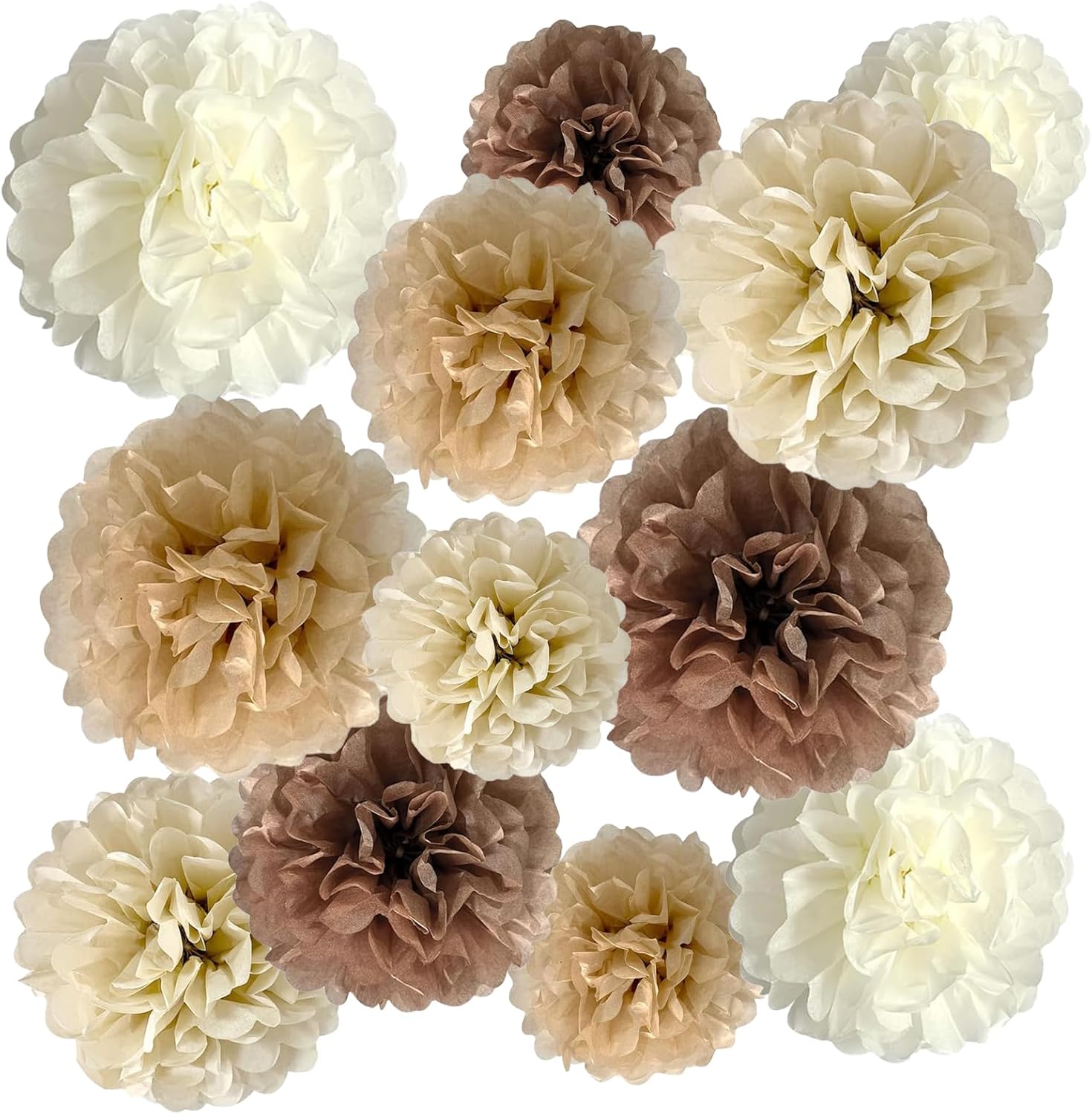 Amazon.com: ZOOYOO Brown Paper Pom Poms, Caramel Party Decorations Boho ...