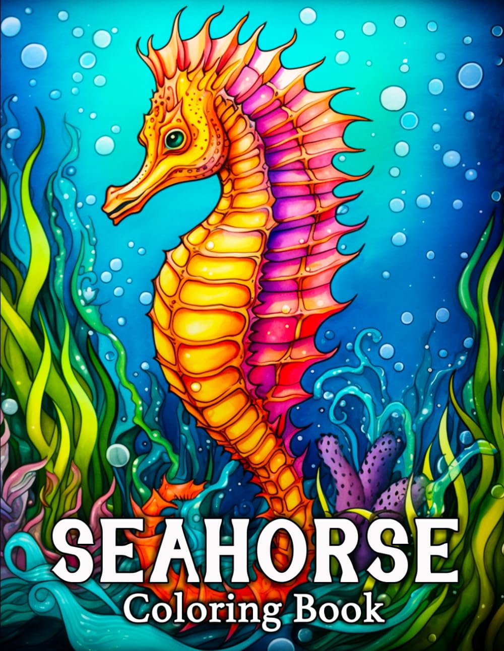 Amazon.com: Seahorse Coloring book: 50 Cute Seahorses Images for Stress ...