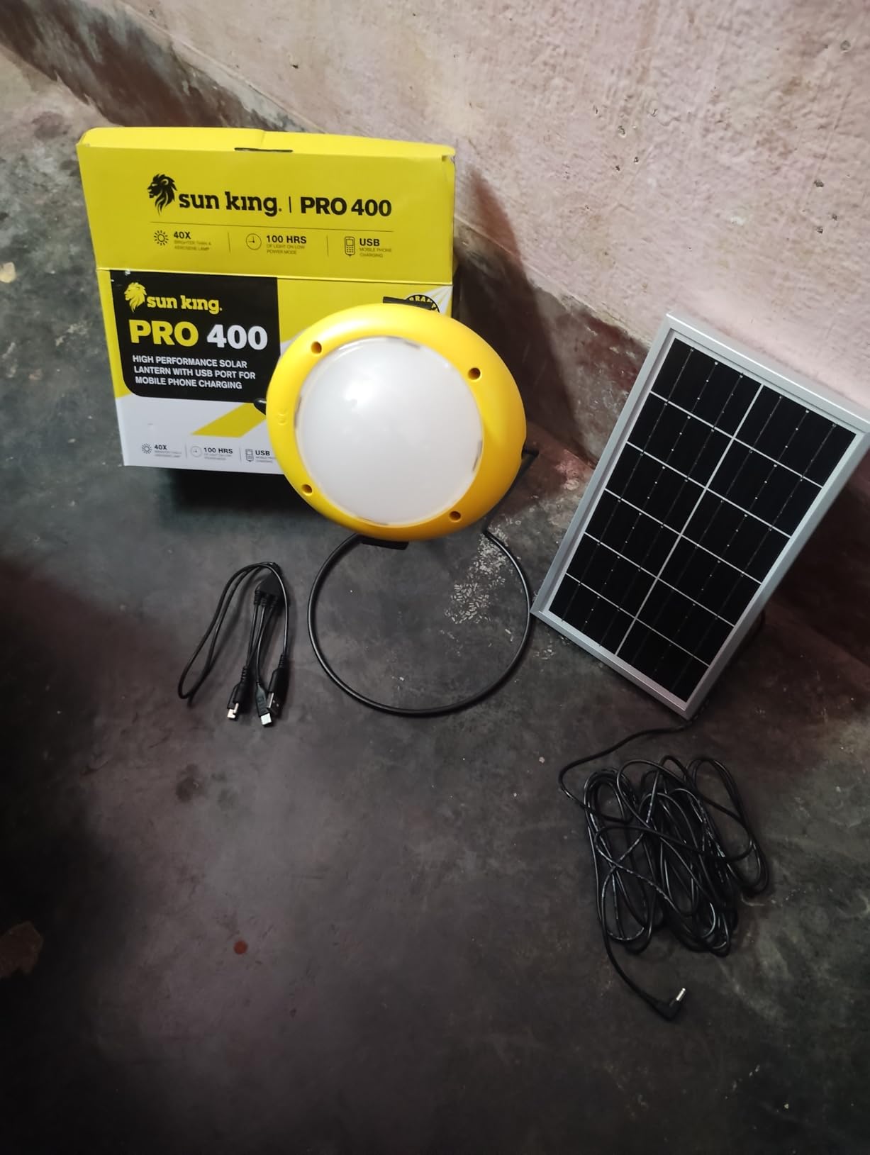 Sun King Pro 400- Super Bright Emergency Solar Light with USB Mobile ...