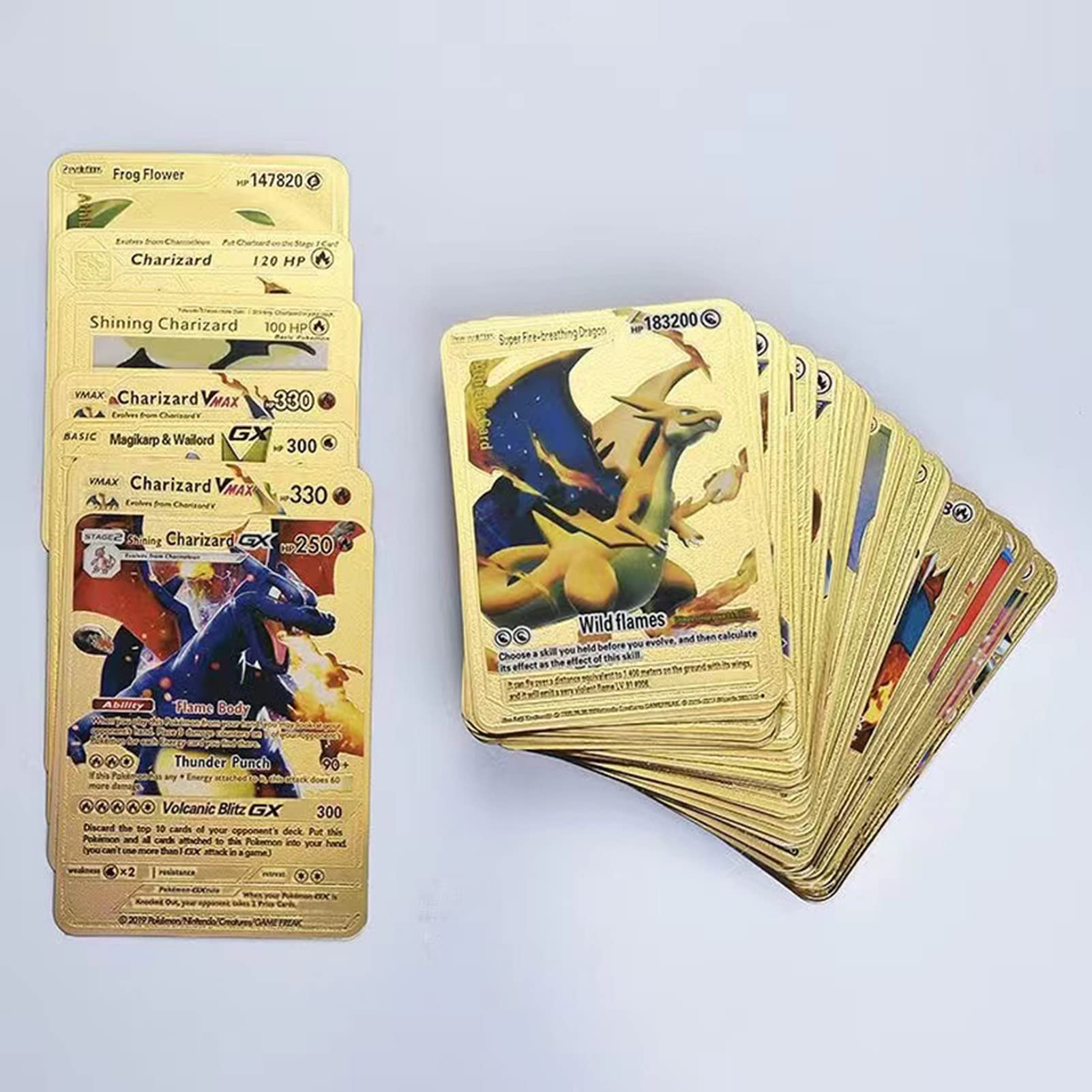 Buy 55 PCS Gold Foil Cards TCG Deck Box Including Assorted Rare Foil ...