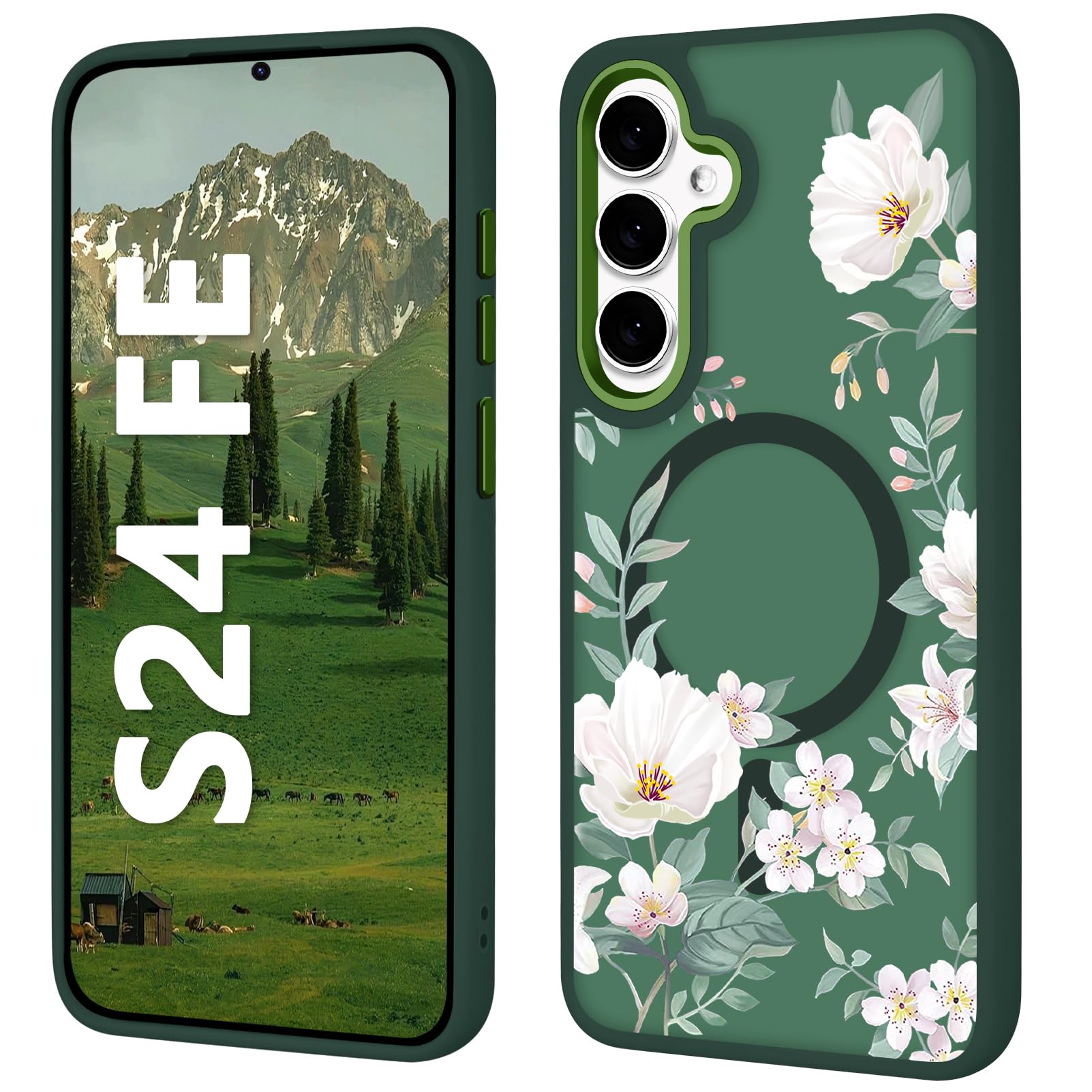 Amazon.com: Tcaraersing for Samsung Galaxy S24 FE Flower Case [Compatible with MagSafe] Floral ...