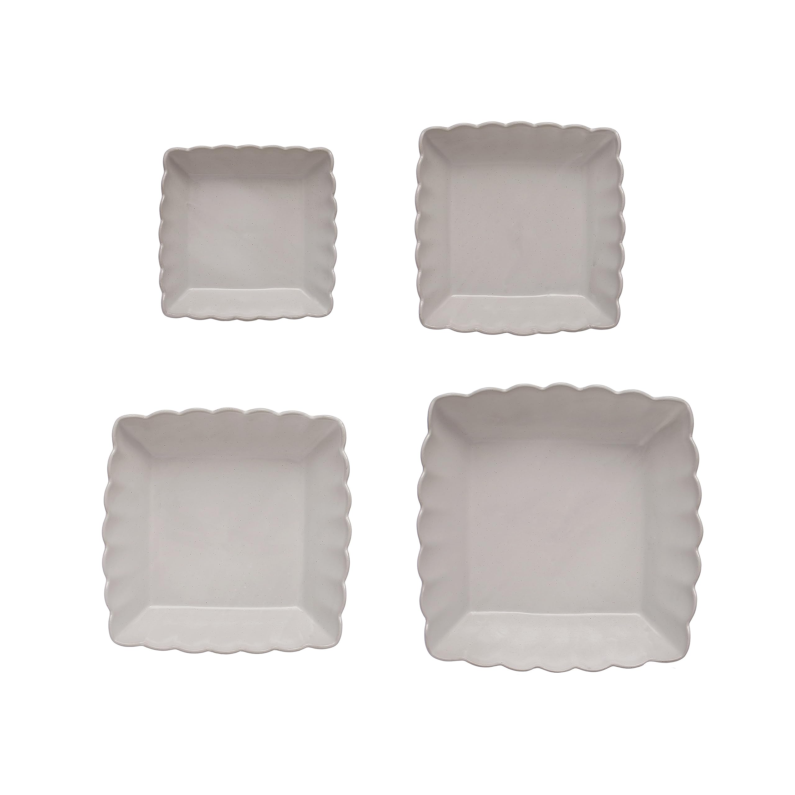 Amazon.com: Creative Co-Op Square Stoneware Serving Scalloped Edge in ...