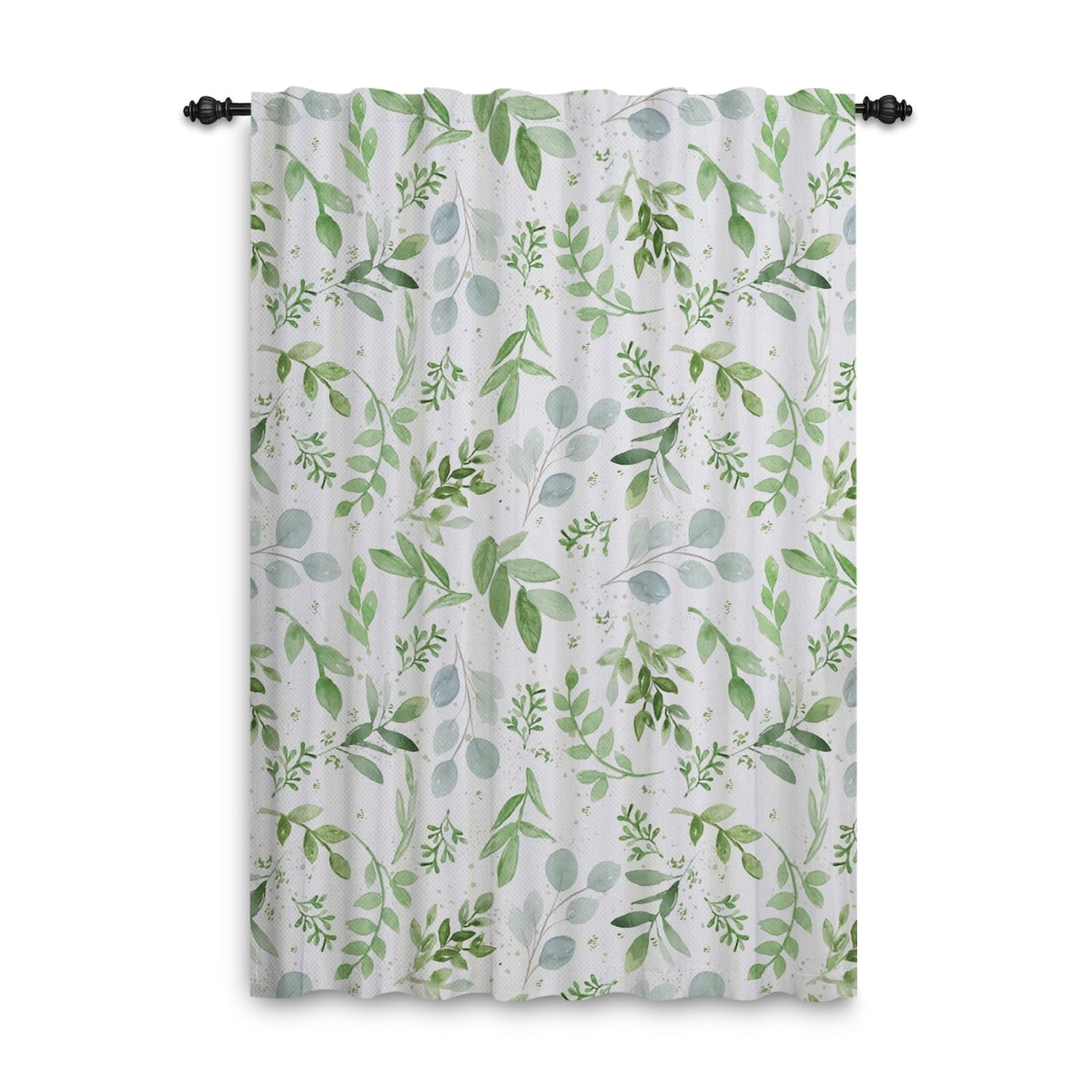 ggaimwf Leaf Print Curtains Botanical Leaves Pattern Curtains Drapes ...