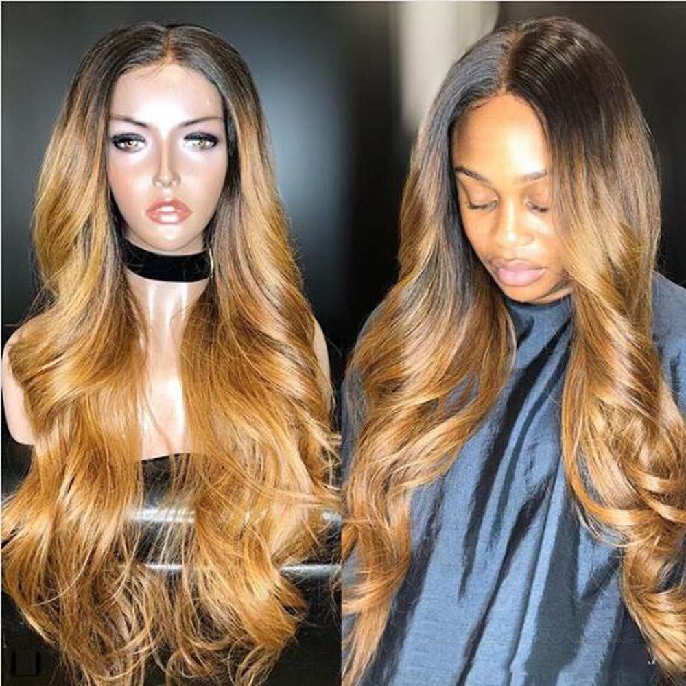 Amazon.com : 130 Density #1BT27 Two Tone Ombre Human Hair Wigs for ...