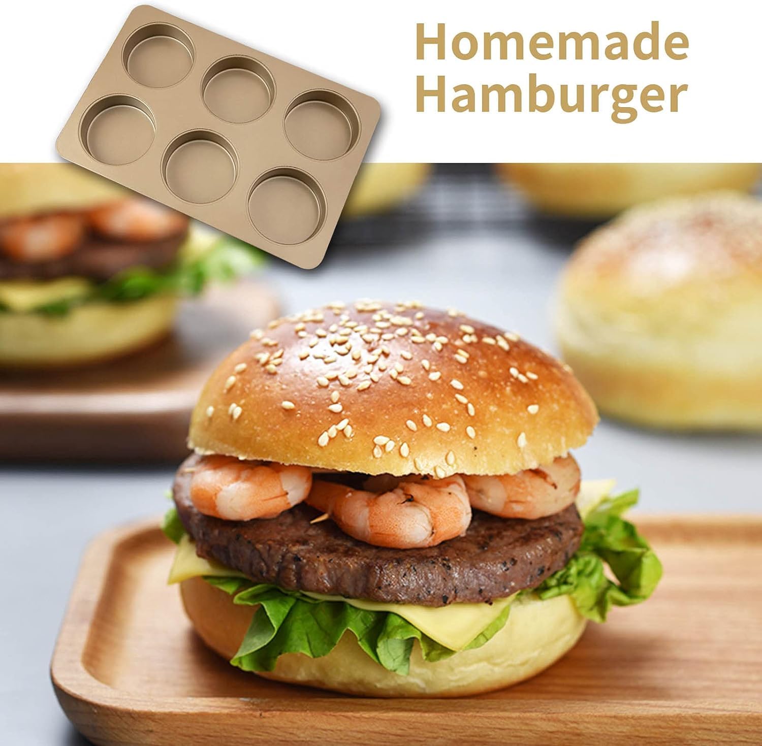 Snapklik.com : 2 Pack Hamburger Bun Pan, Nonstick Hamburger Bread Forms ...