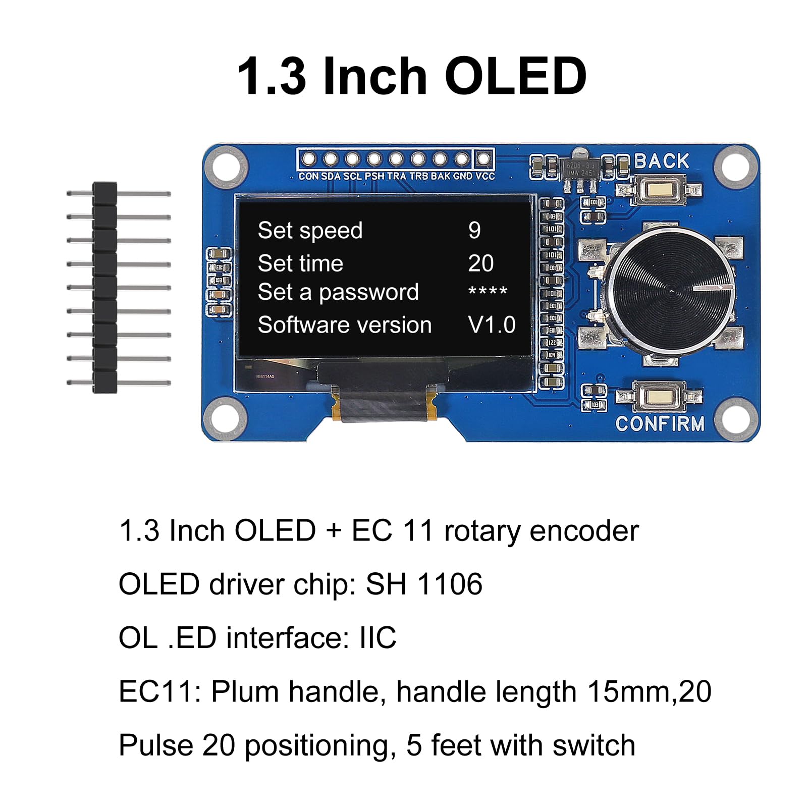 Snapklik.com : 2PCS 1.3-inch OLED Module Button EC11 Rotary Encoder IIC ...