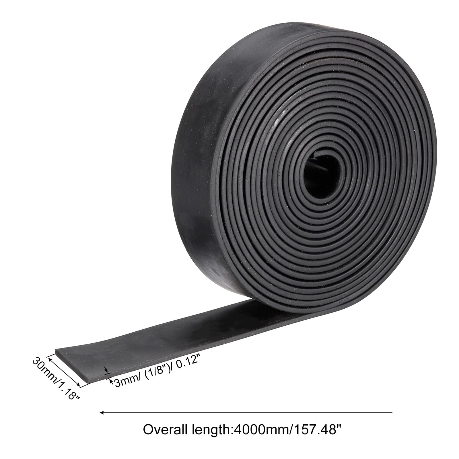 uxcell Neoprene Rubber Sheet Rolls 1/8"T x 1.18"W x 157.48"L, Solid ...