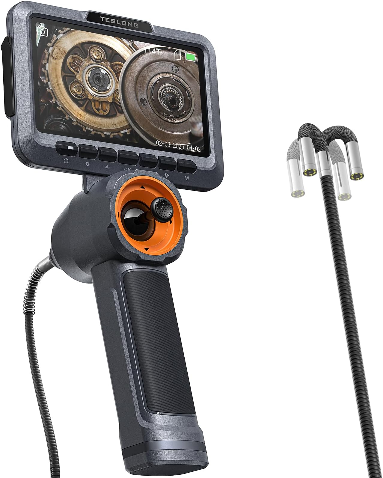 Teslong 360 Articulating Borescope with Light, 5'' Monitor Industrial ...