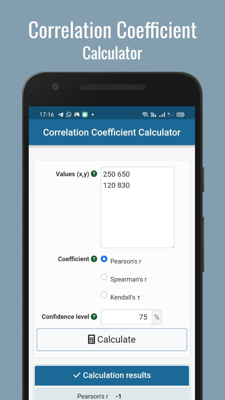 Correlation Coefficient Calculator - App on the Amazon Appstore