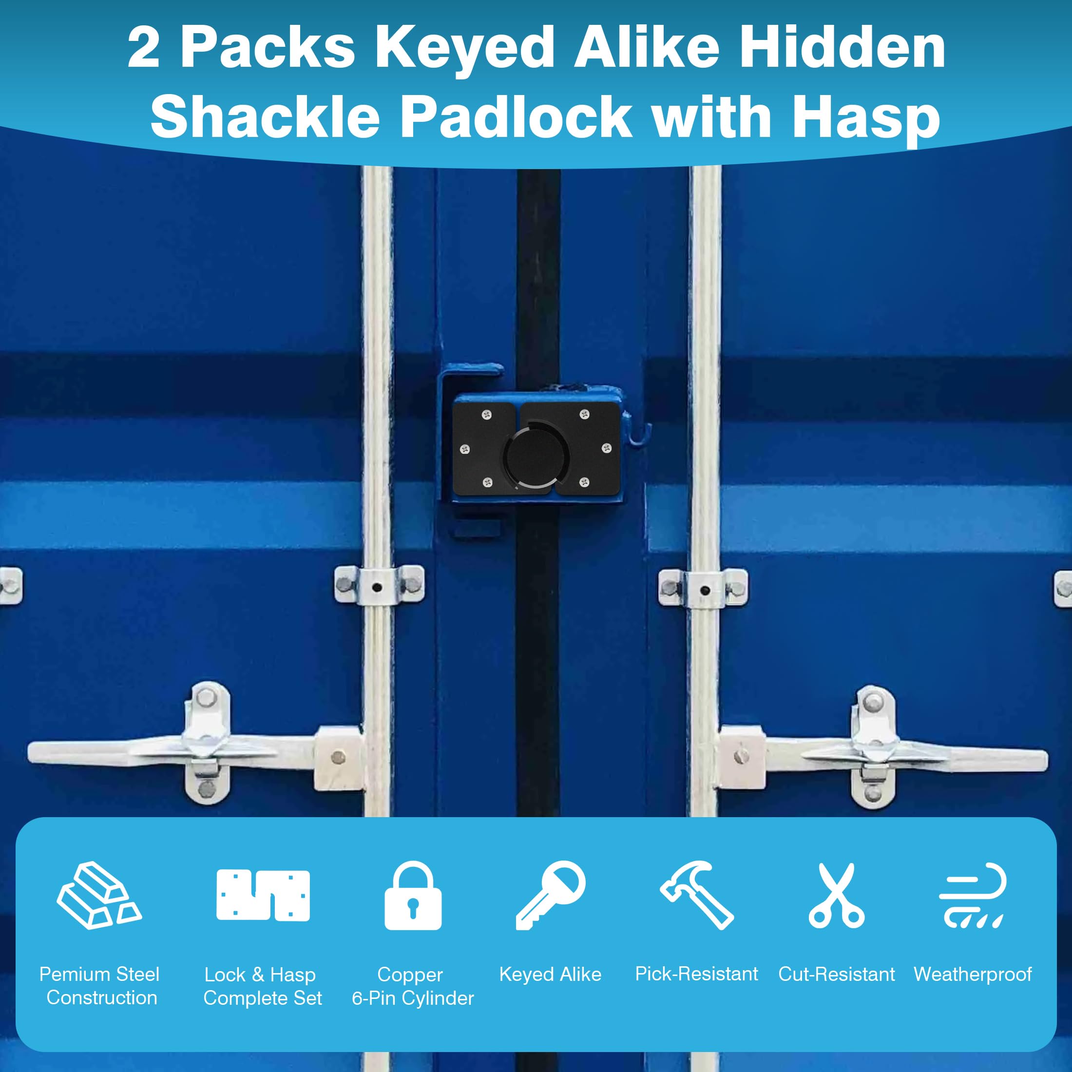 IRONWALLS 2 Packs Puck Lock Keyed Alike, 2-7/8” / 73mm Hidden Shackle ...