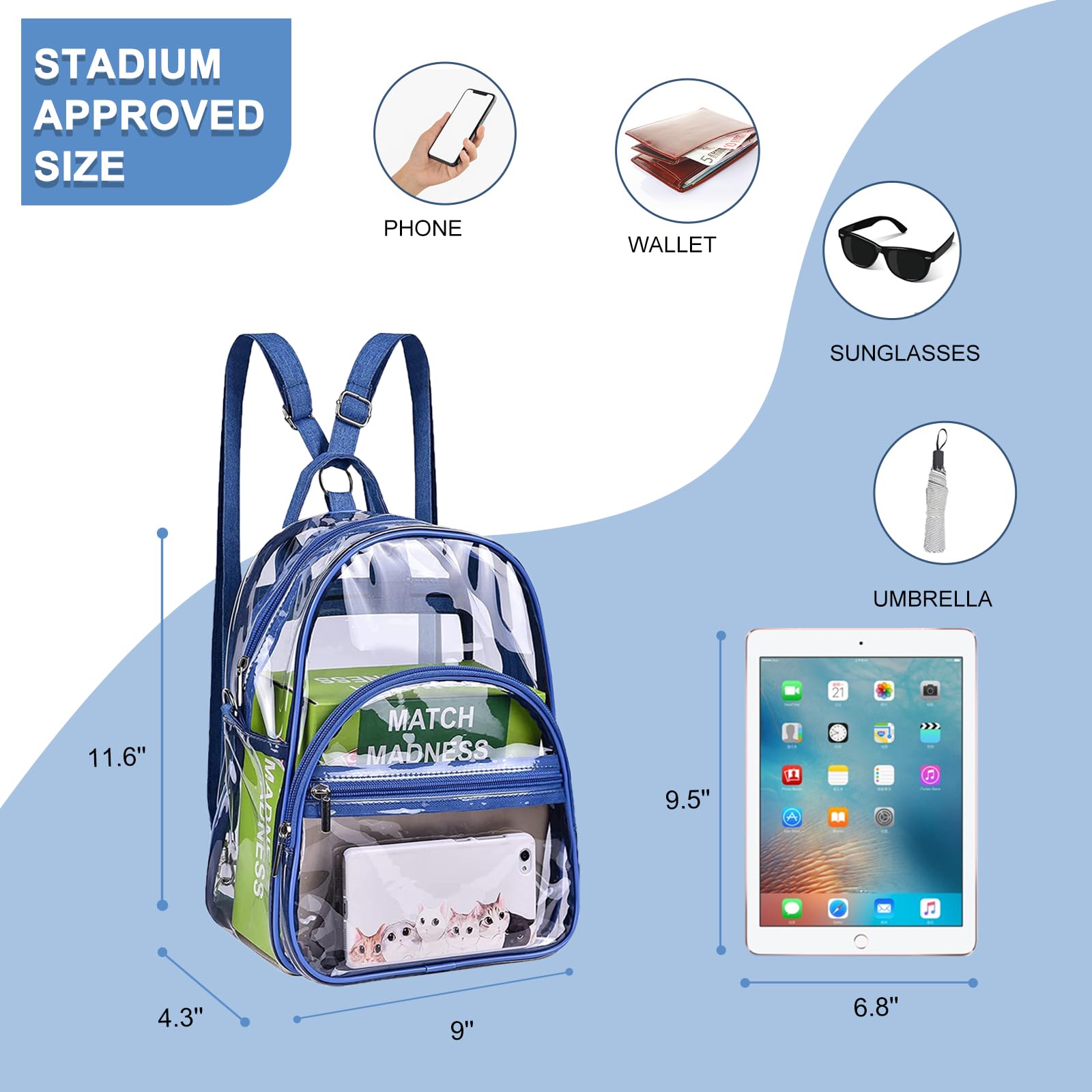 Snapklik.com : Small Clear Backpack, Clear Bag Stadium Approved, Small ...