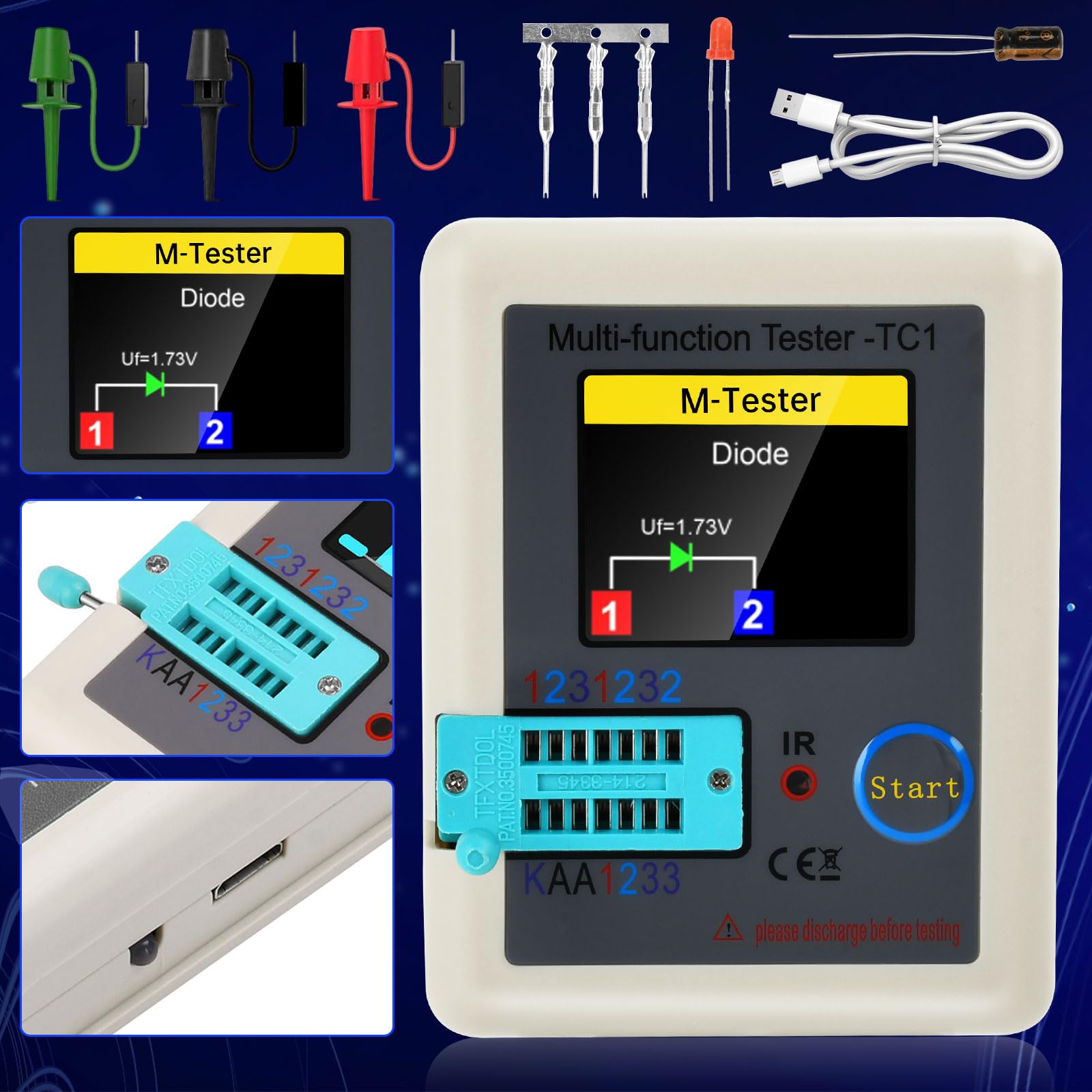 Snapklik.com : Transistor Tester FORIOT LCR Meter LCR-TC1 Multi ...