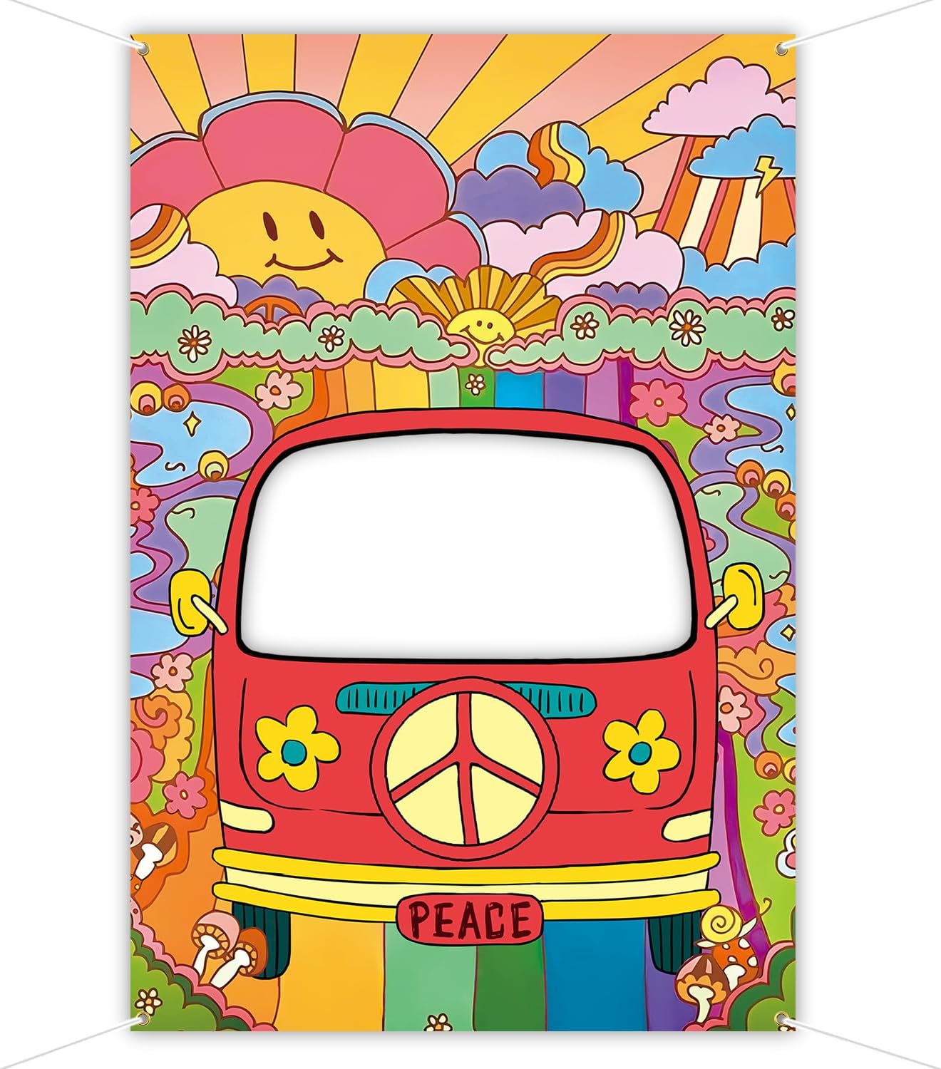 Amazon.com : Groovy Camper Van Backdrop 3.3 x 5 ft, Hippy Bus Face ...