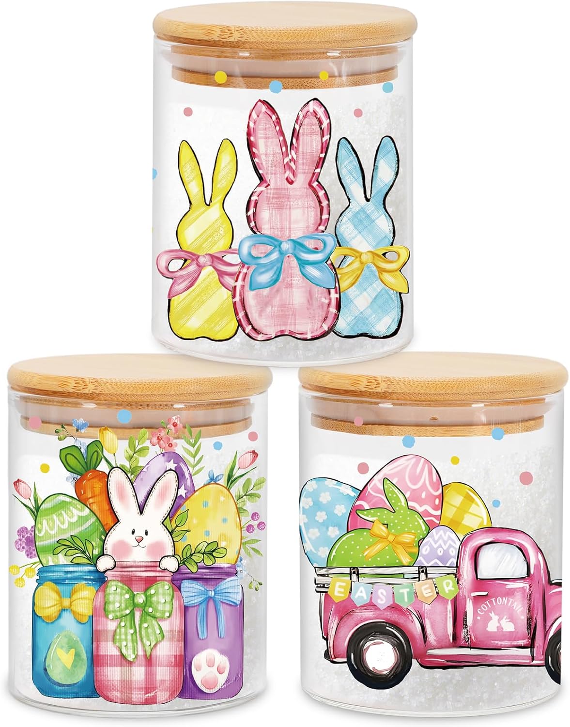 Amazon.com: FYSUIMU 3Pcs Easter Glass Storage Jars Watercolor Bunny ...