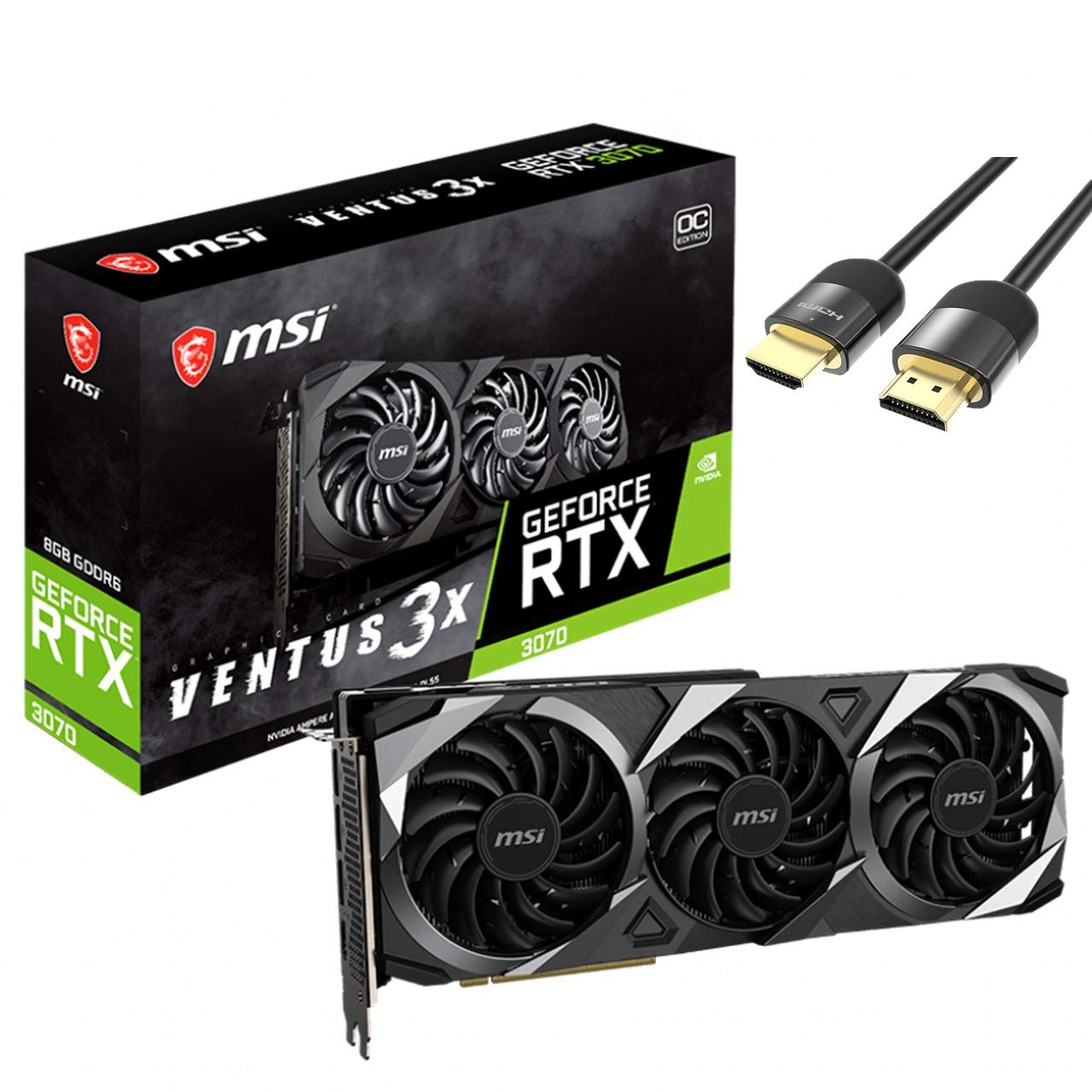 MSI GeForce RTX 3070 Ventus 3X OC Graphics Card, 8GB GDDR6, PCIe 4.0 ...
