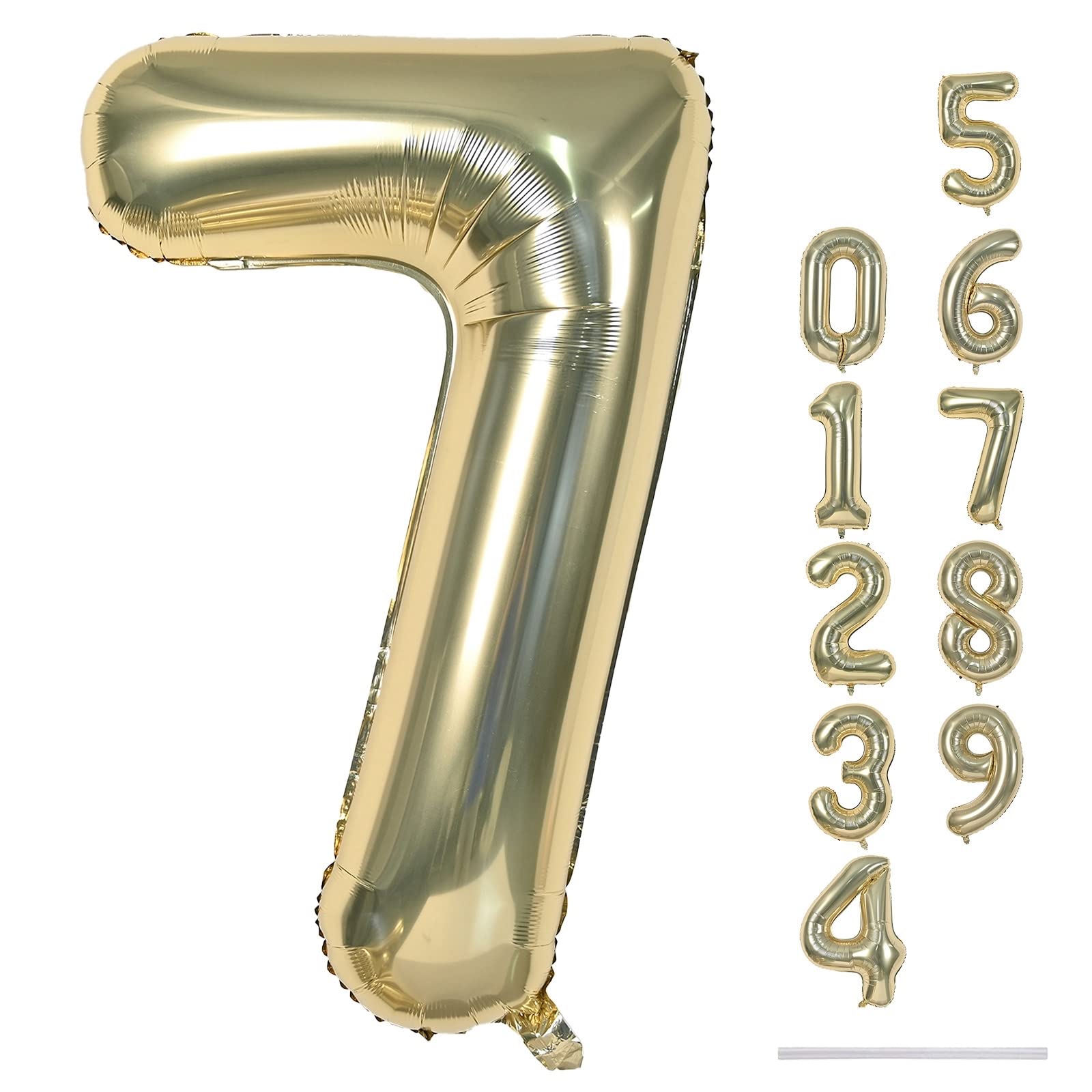Amazon.com: 40'' Champagne Gold Number 7 Balloon, Self Inflating Foil ...