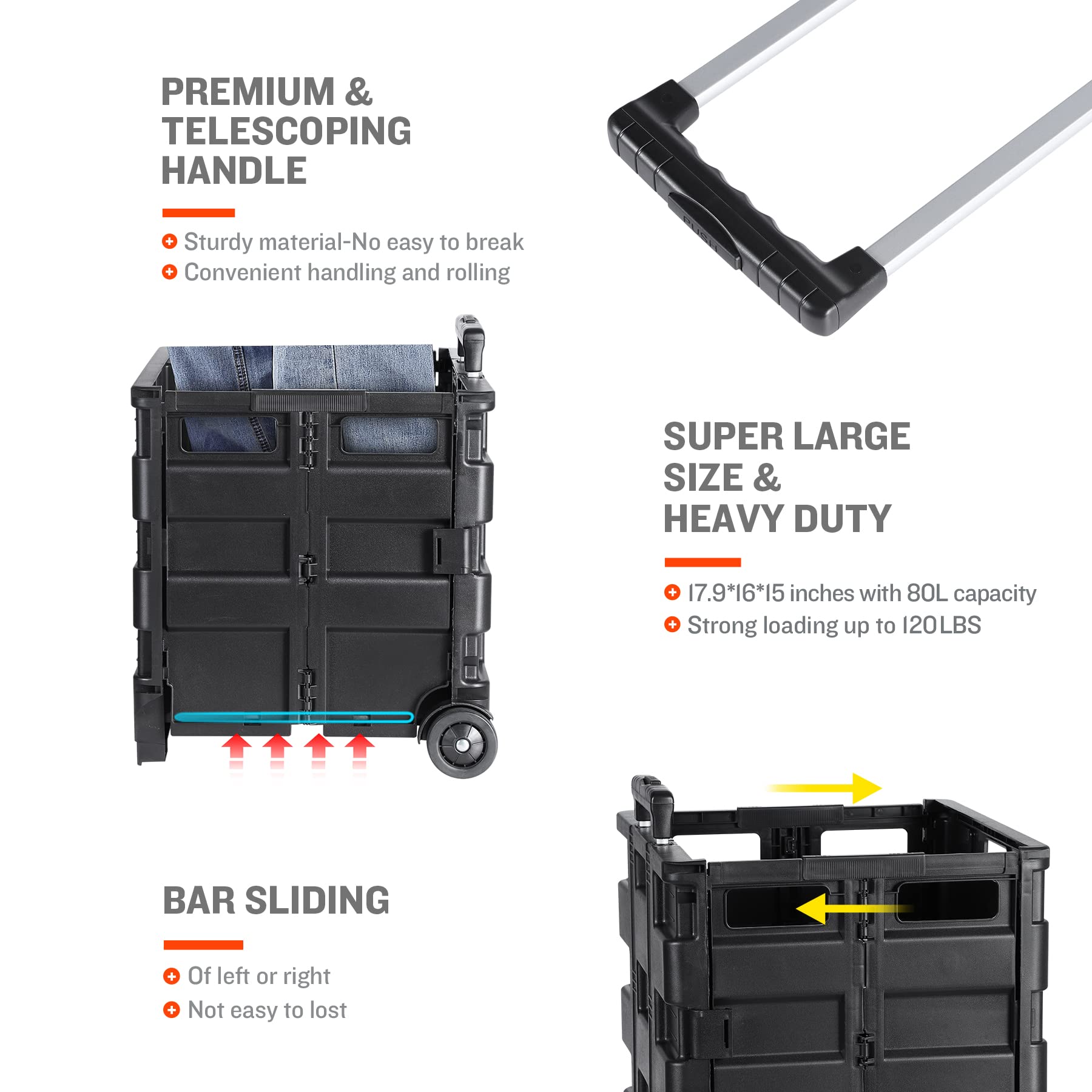 Buy Foldable Utility Cart, 25 Multi-Pocket Organizer Bag Set Wheeled ...