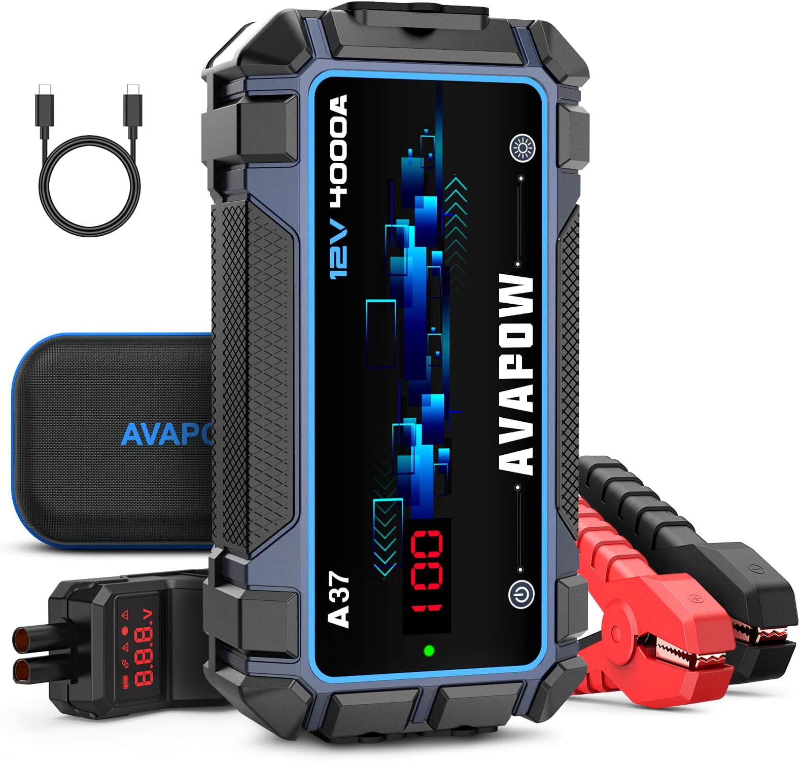 AVAPOW Car Battery Jump Starter 4000A Peak,12V Portable Jumpstart Box ...