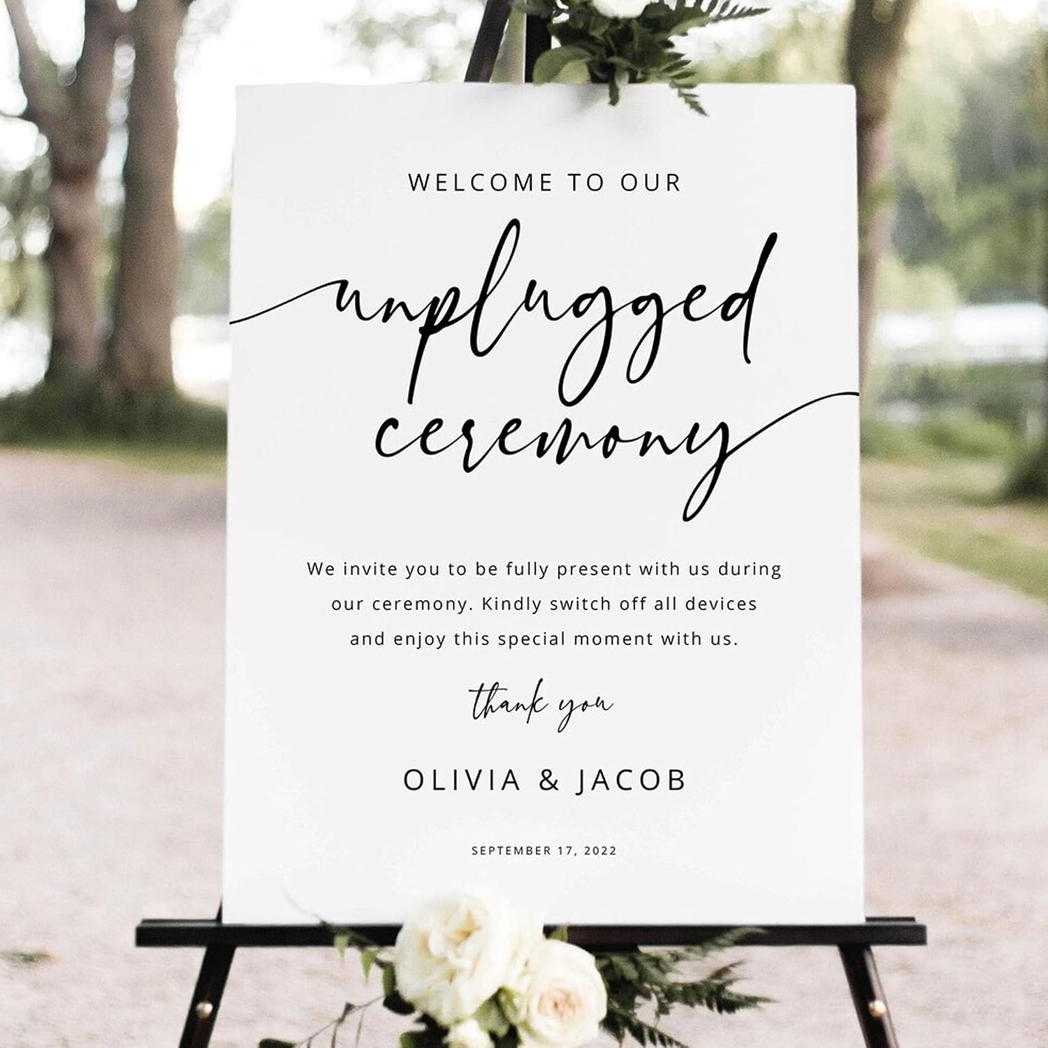Amazon.com: Unplugged Ceremony Sign Template, Modern Calligraphy ...