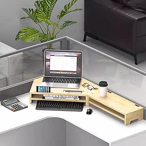 Amazon.co.jp: Monitor Stand Large Monitor Desktop Shelf for 2 Monitors ...