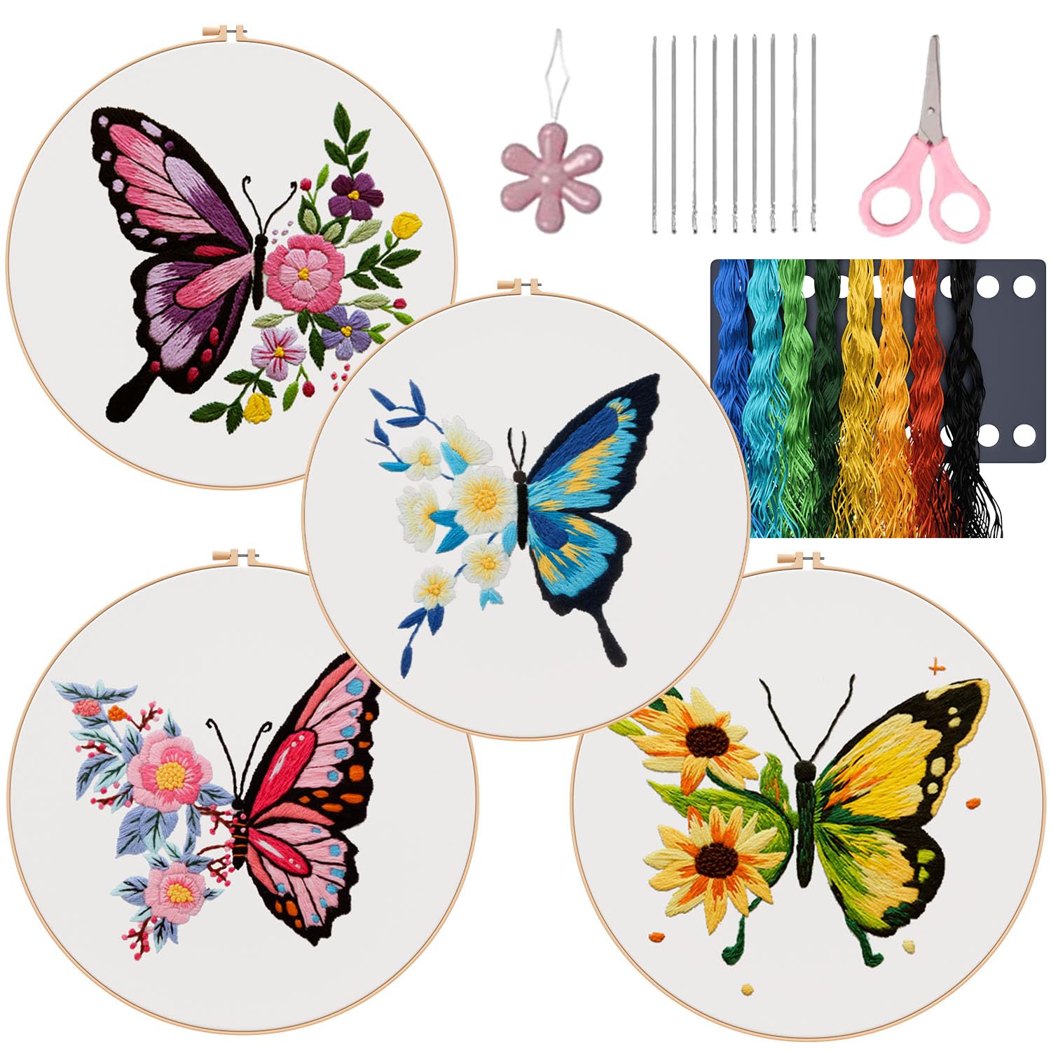 Amazon.com: Generic 4 Sets Embroidery Kit for Beginners Adults Cross ...