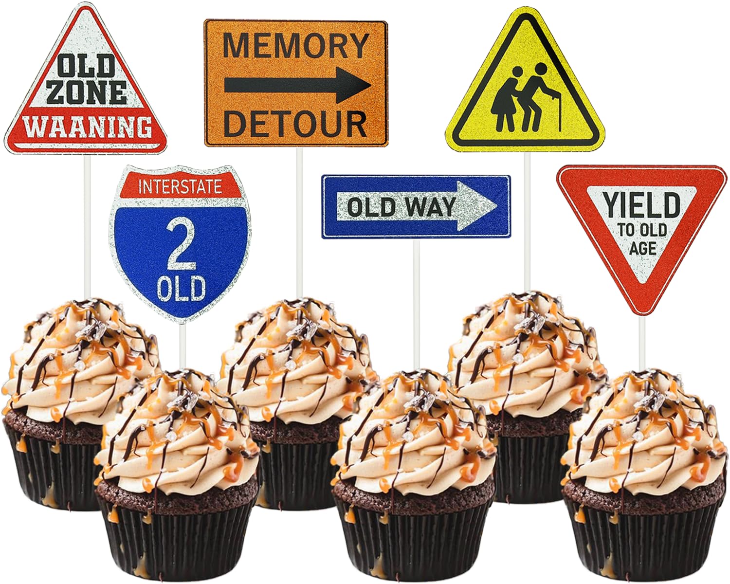 Snapklik.com : Over The Hill Traffic Road Sign Cupcake Topper, Funny ...
