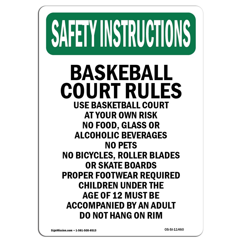Amazon.com: OSHA Safety Instructions Sign - Basketball Court Rules Use ...