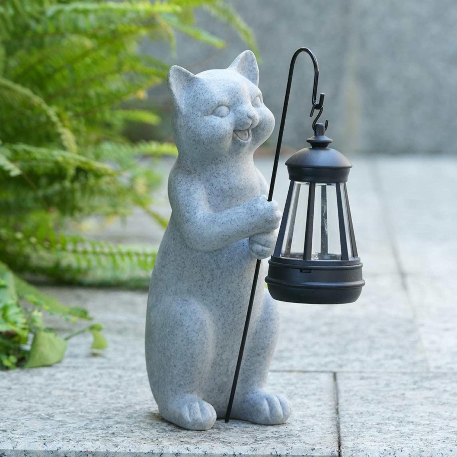 Solar Cat Statue Zotabe Resin Cat Statue With Solar Lantern - Outdoor ...