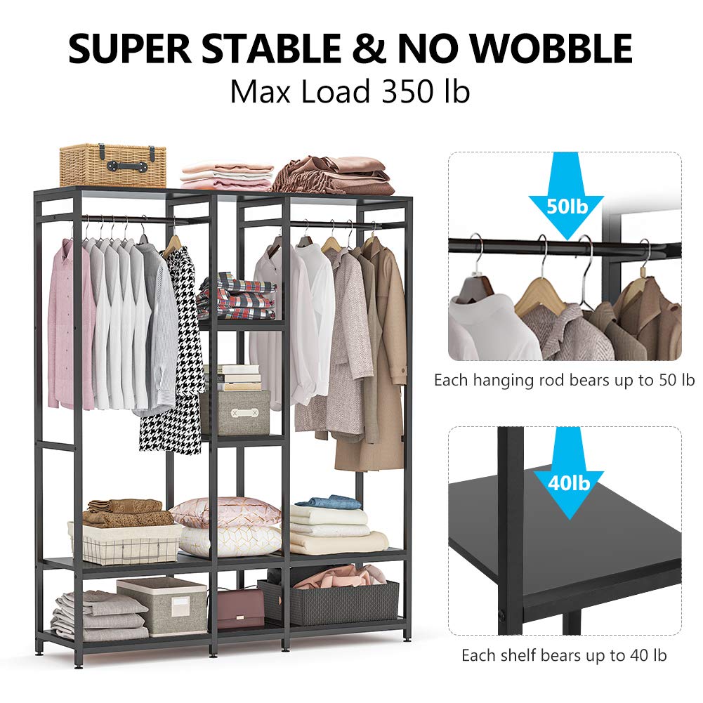 Tribesigns Double Rod Free Standing Closet Organizer, Heavy Duty ...