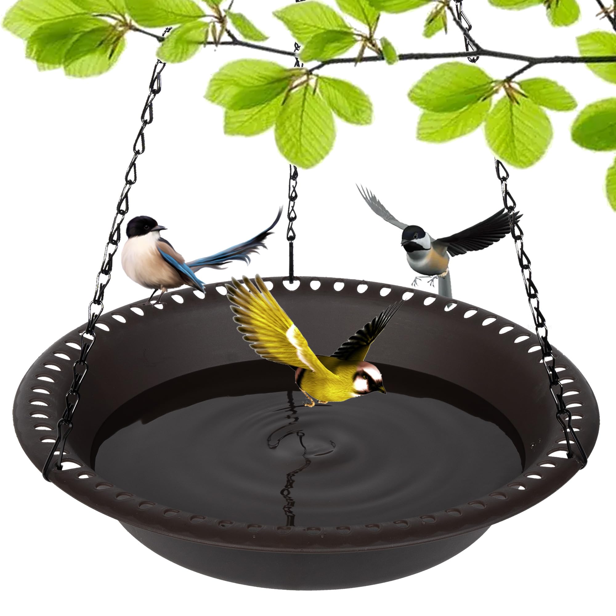 Amazon.com: Afrine Hanging Bird Bath with 21" Chain - Deep Birdbath ...