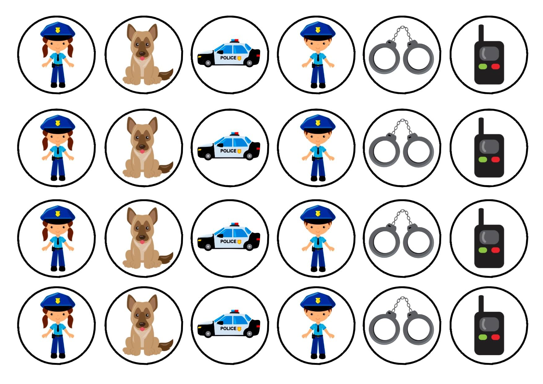 48 Police Officer Cupcake Toppers, Sheriff Cake Decorations, Edible ...